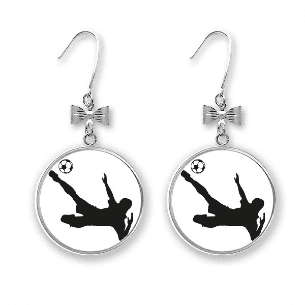 soccer football outline sports bow earrings drop stud pierced hook ...