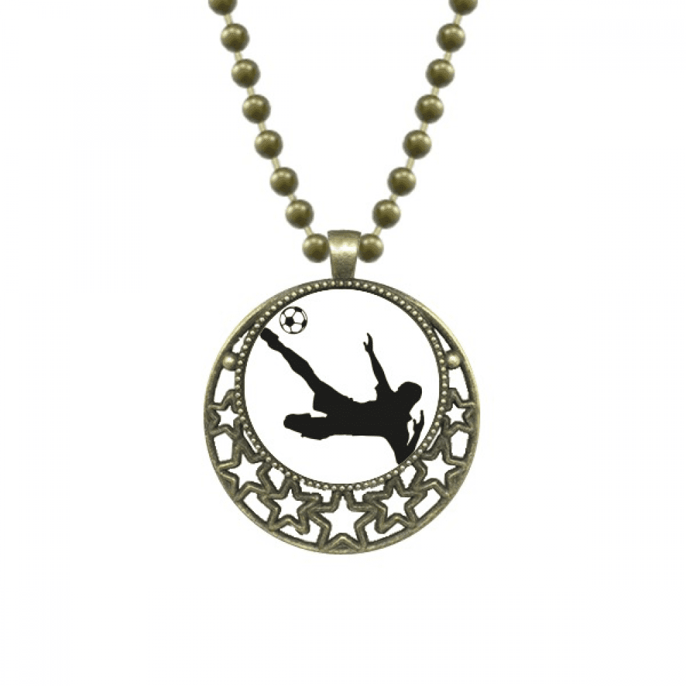 soccer football outline sports pendant star necklmoon chain jewelry ...