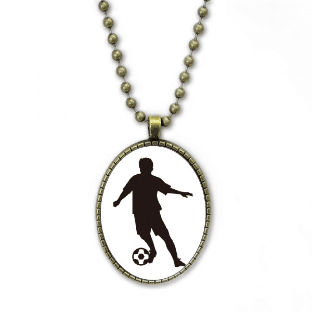 soccer sports football foutline necklace vintage chain bead pendant ...