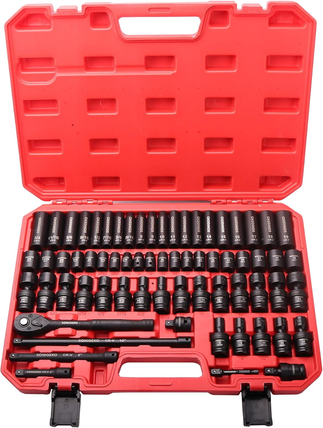 socket set 3/8" impact socket set,67-piece metric and sae 6 point socket set cr-v steel sockets ...