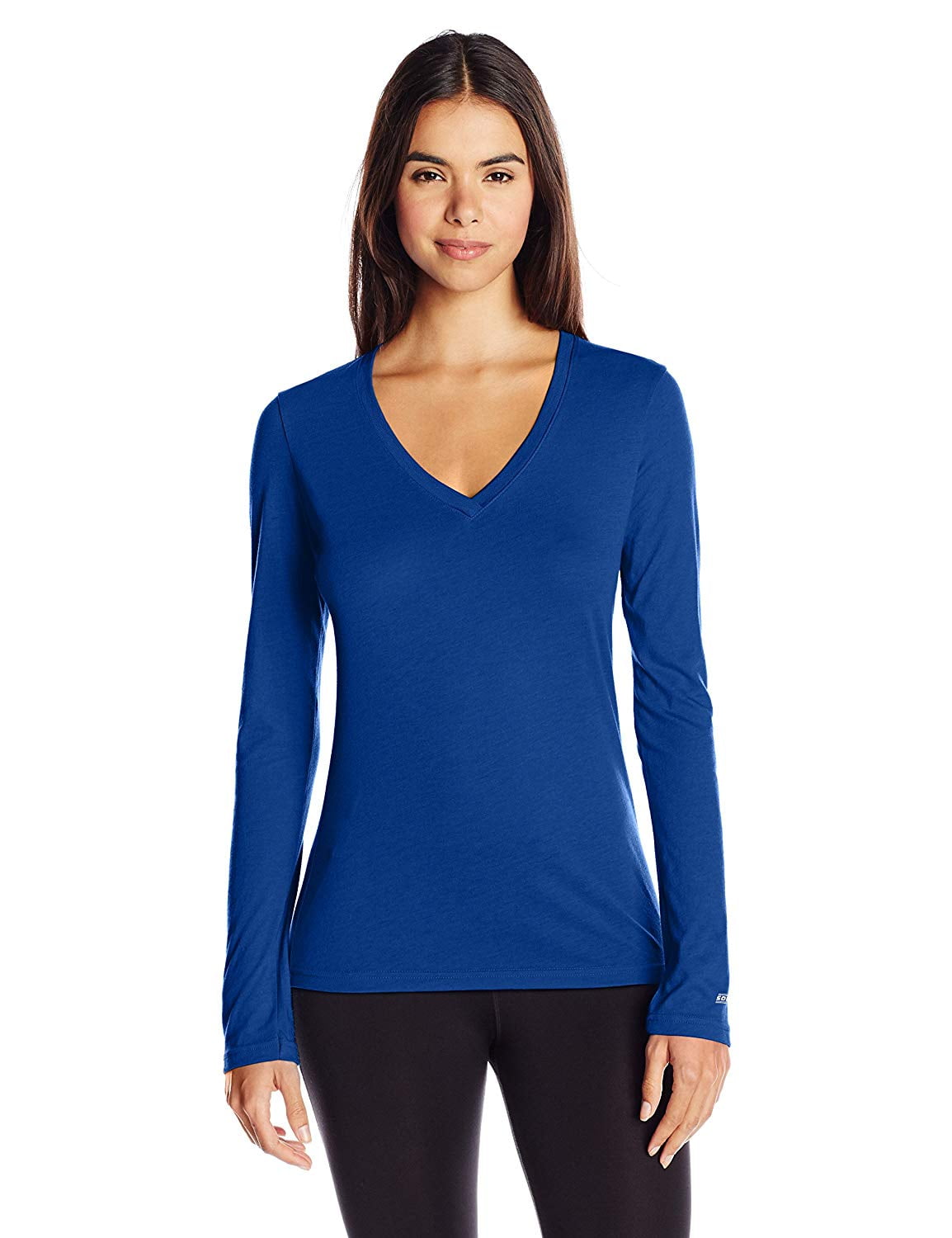 soffe women's l/s v neck tissue tee, royal, small - Walmart.com