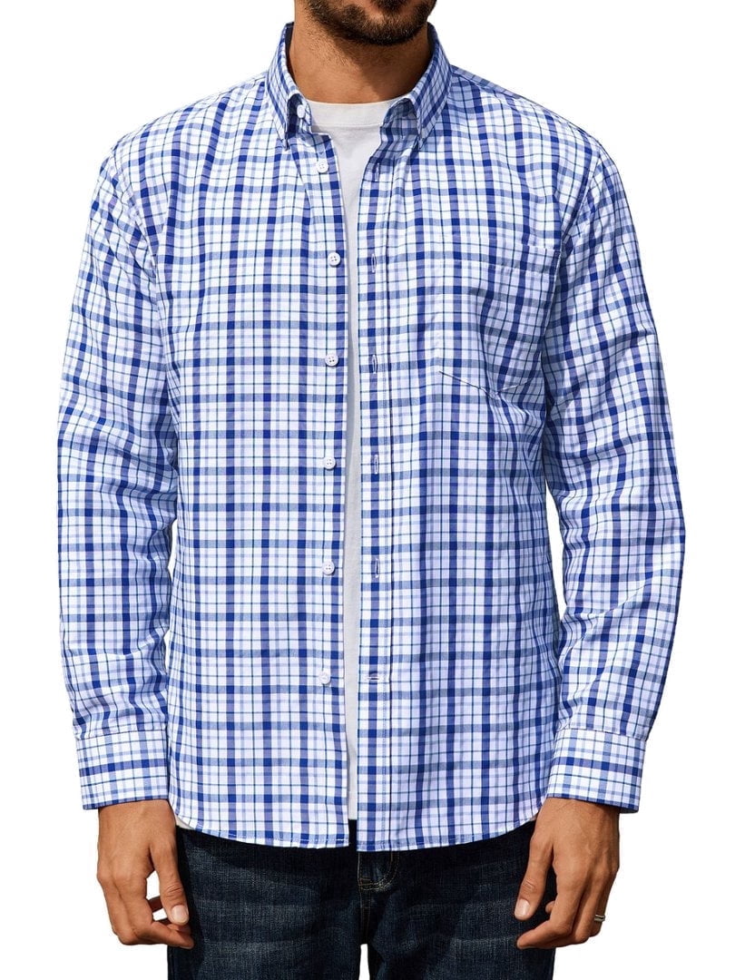 sogami Men's Casual Button Down Long Sleeve Classic Plaid Shirt Regular ...