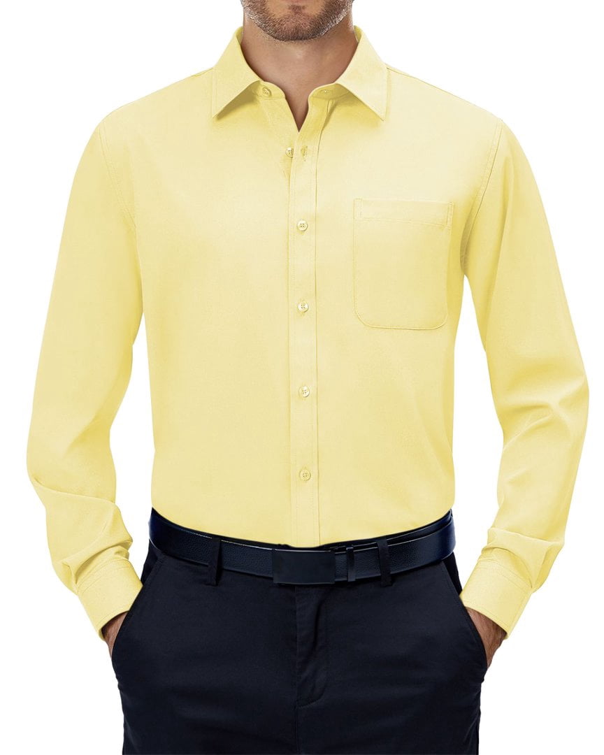 sogami Mens Wrinkle-Free Long Sleeve Dresses Shirt Collared Regular Fit ...