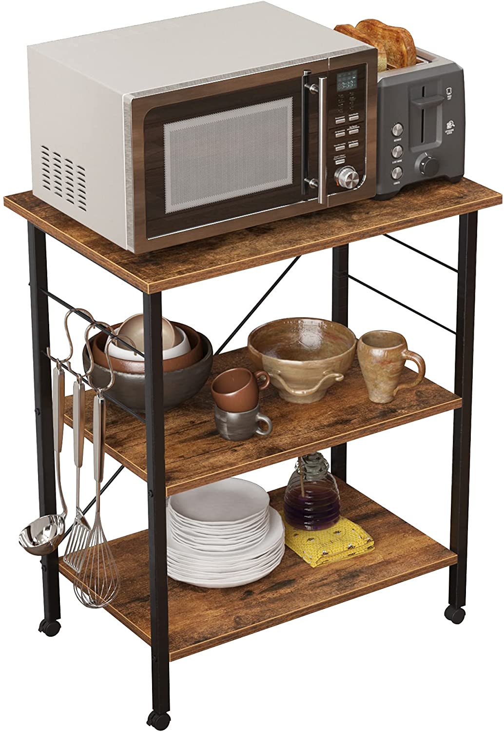 soges 3-Tier Kitchen Baker's Rack Utility Microwave Cart Storage Shelf Spice Organizer ...