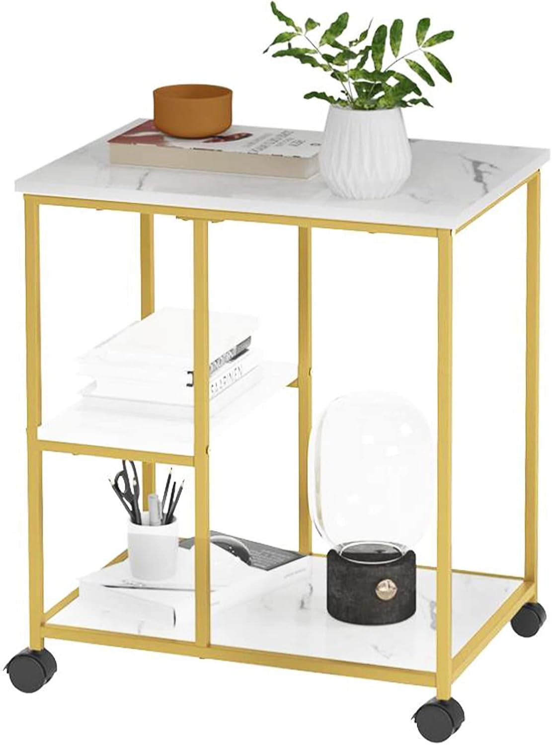 soges 3-Tier Printer Stand with Wheels, Office Printer Cart with ...