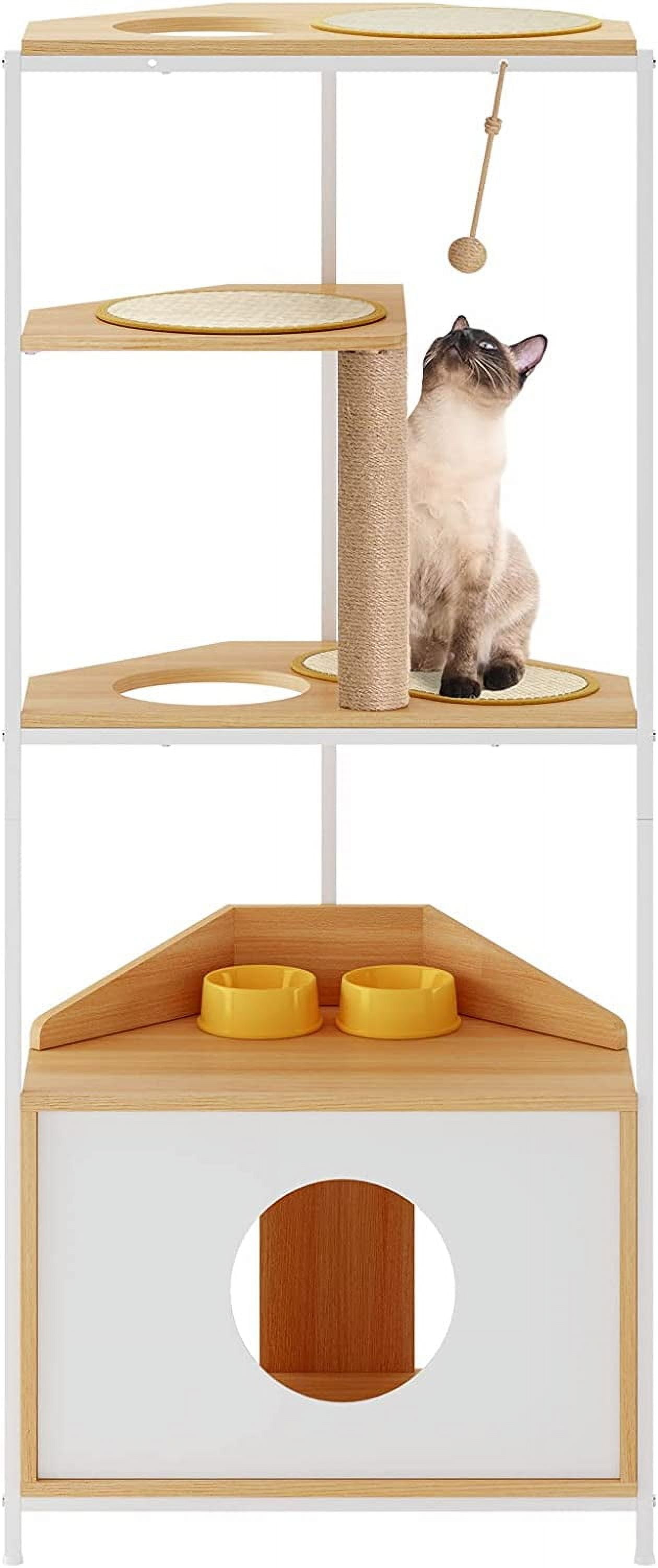 soges Corner Cat Tower, Cat Tree with Scratching Post, Cat Condo with ...