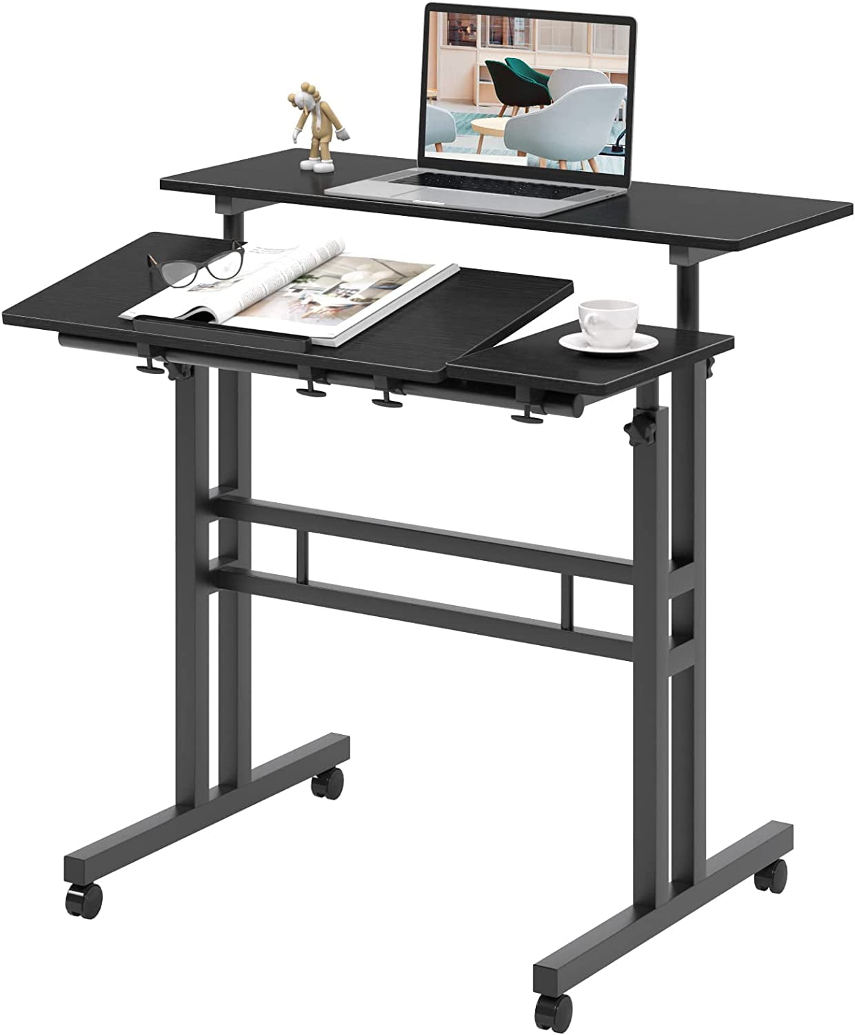 sogesfurniture Mobile Standing Desk, Portable Stand Up Desk, Small ...