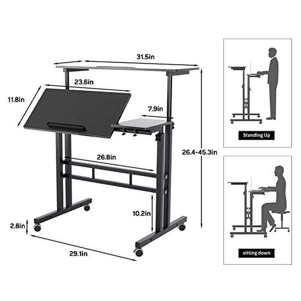 sogesfurniture Mobile Standing Desk, Portable Stand Up Desk, Small ...