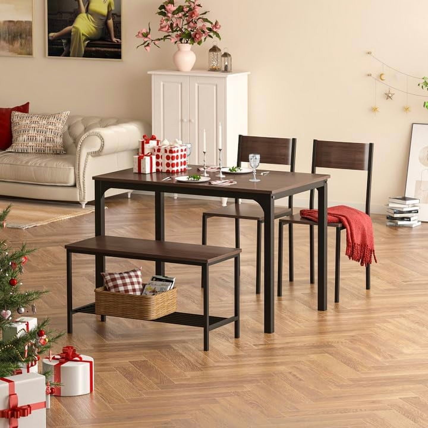 Hanyu Table Chairs Set of 4, Dining Table Set for 4 with Bench and ...