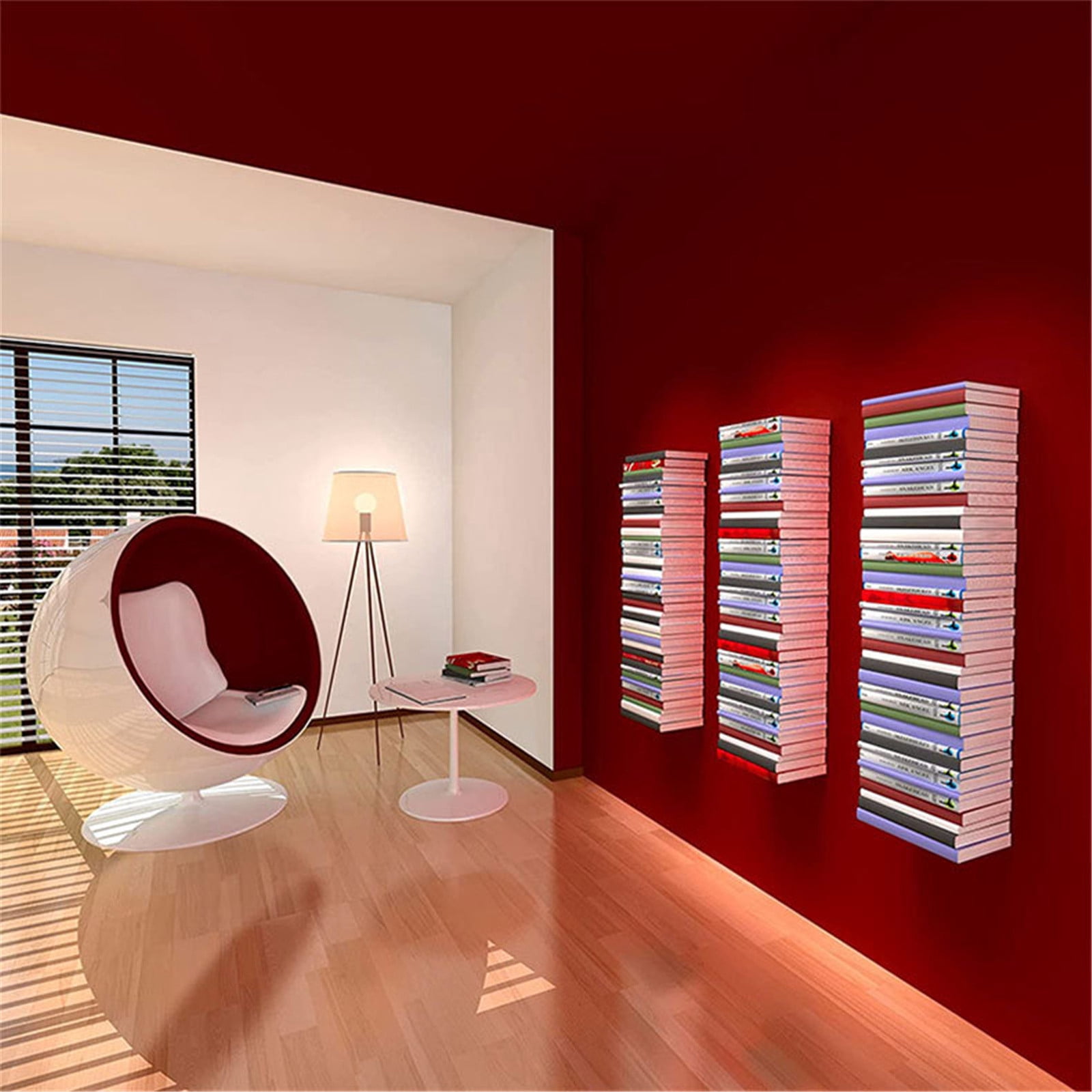 solacol Floating Shelves Wall Mounted 2Pc Metal Book Shelf Invisible ...