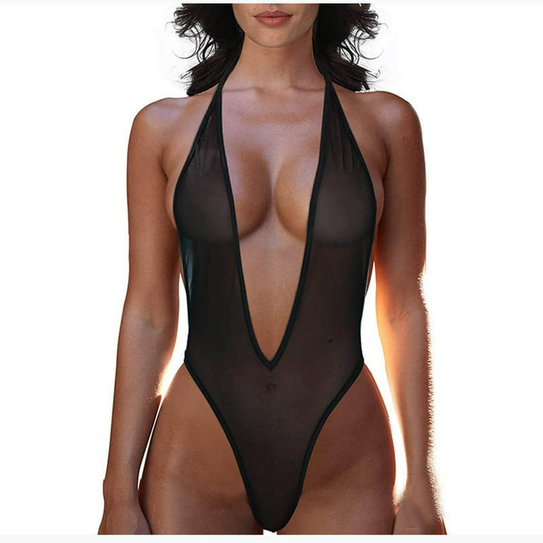 solacol Lace Bodysuit See Through Lingerie Going Out Tops for Women Lace Bodysuits for Women Sheer Lingerie Women s Sexy Bodysuit Transparent Thong Bodysuit Walmart