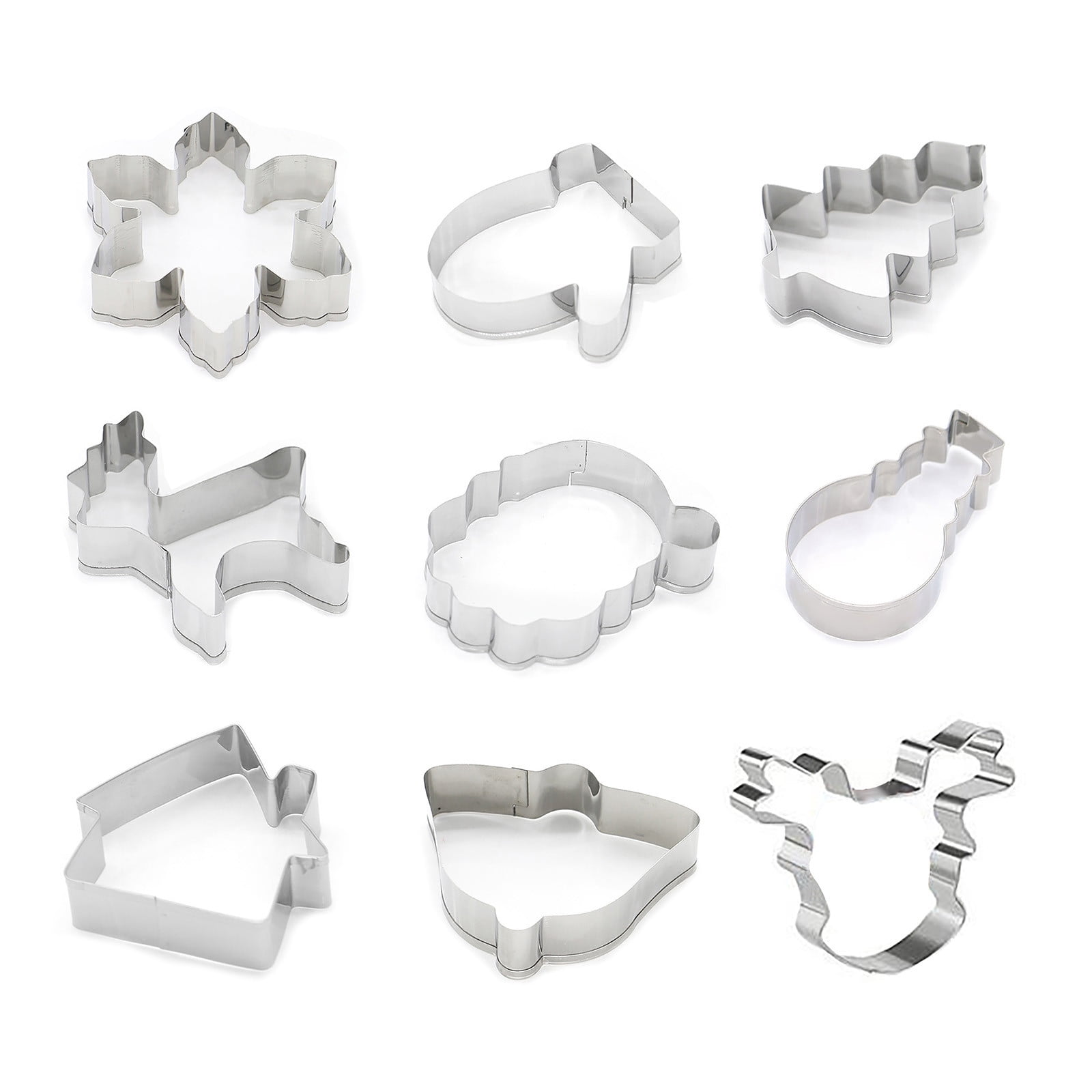 solacol Small Christmas Cookie Cutters Christmas Molds 9 Piece Cake ...