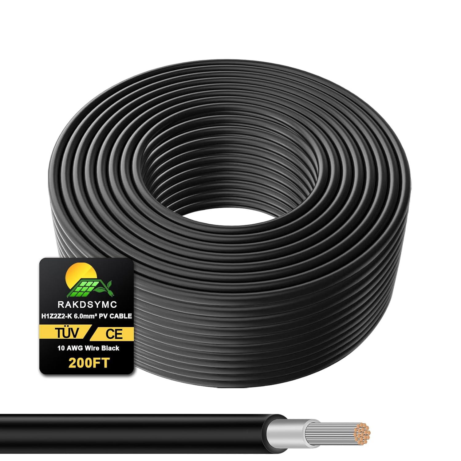 solar extension cable - 200ft 10awg (6mm²) solar panel wire, tinned ...