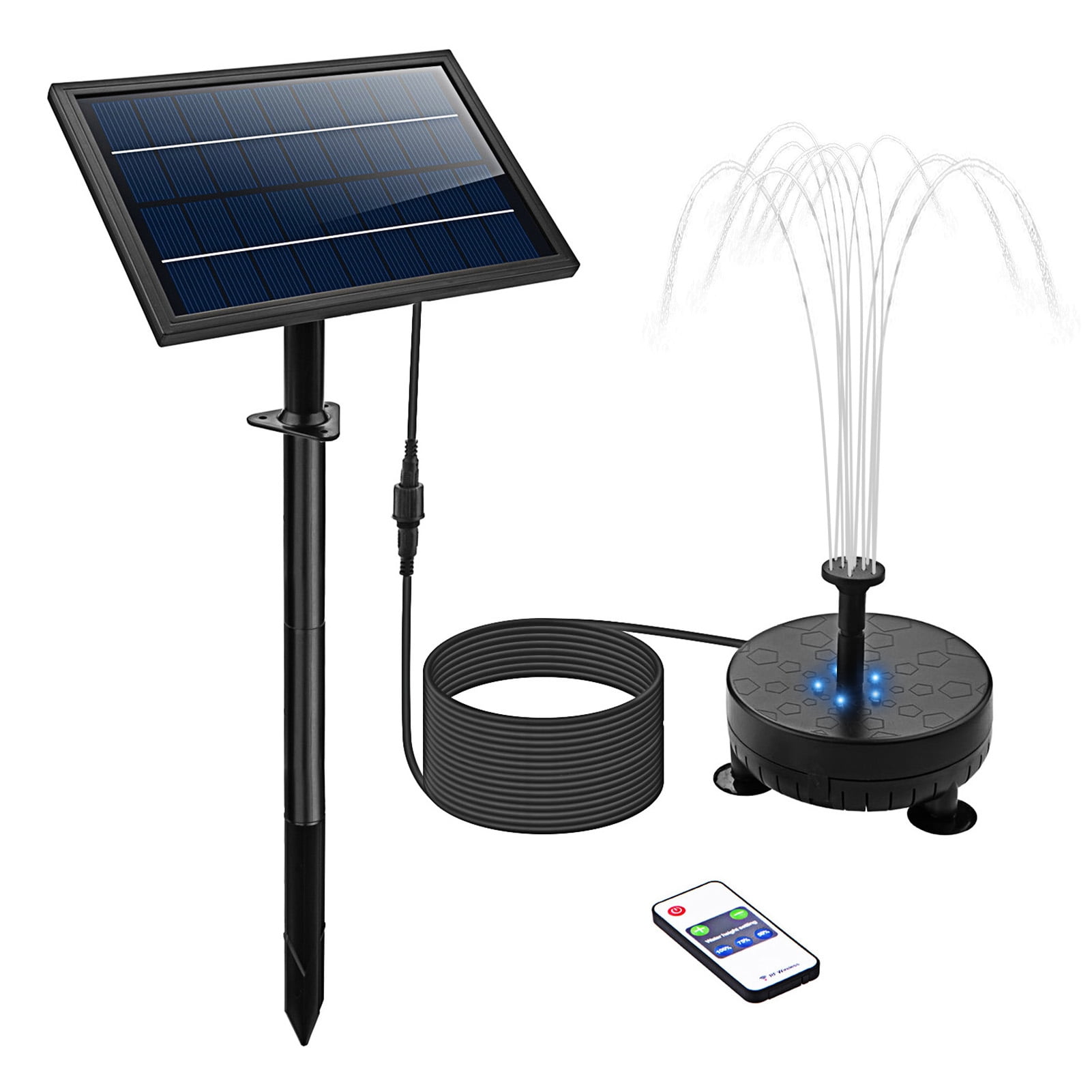 solar fountain,Panel Cloudy Day 7 Adjustable Max Spray With Built-in ...