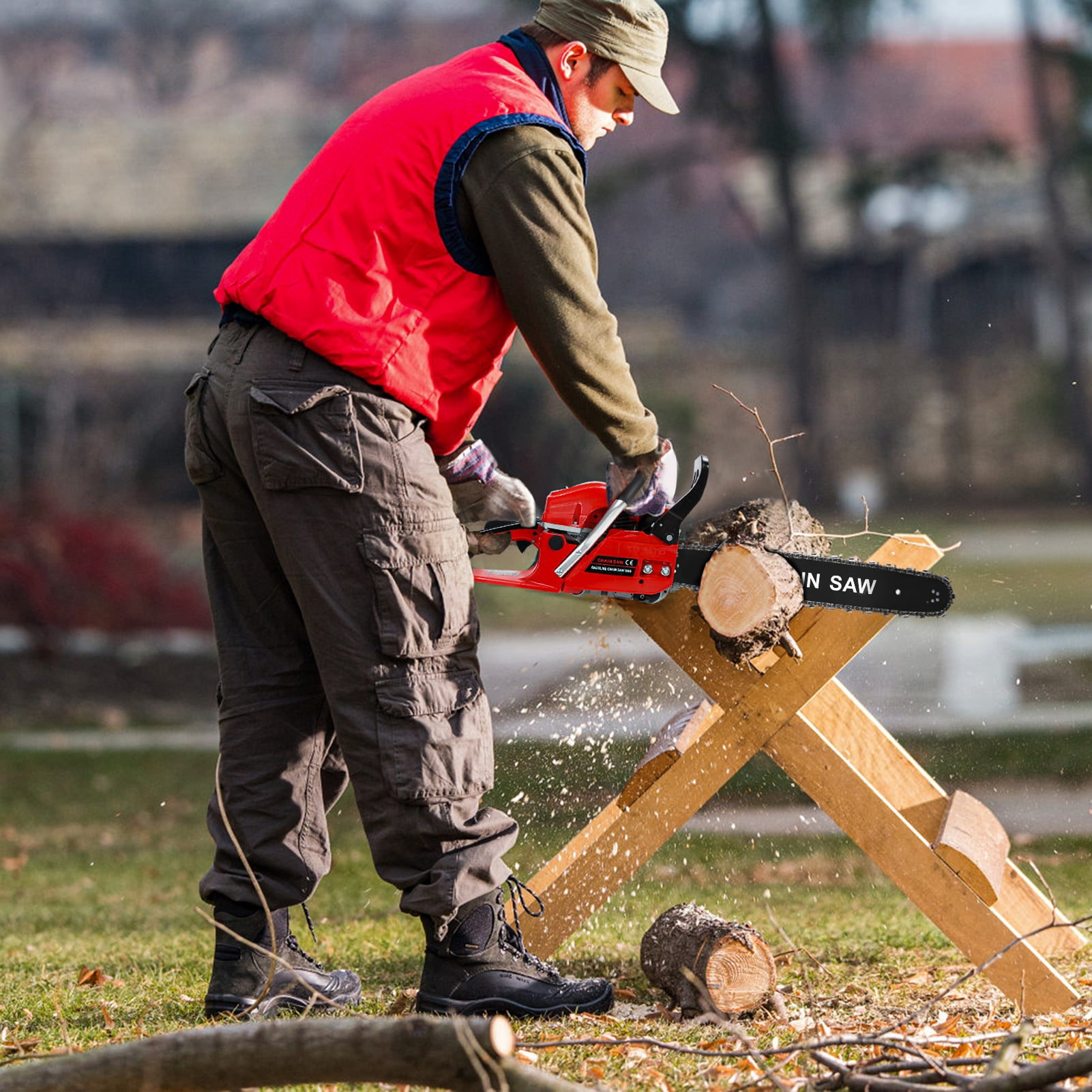 solautey 58CC Gas Chainsaw, 20 Inch Power Chain Saw, 2-Cycle Handed ...