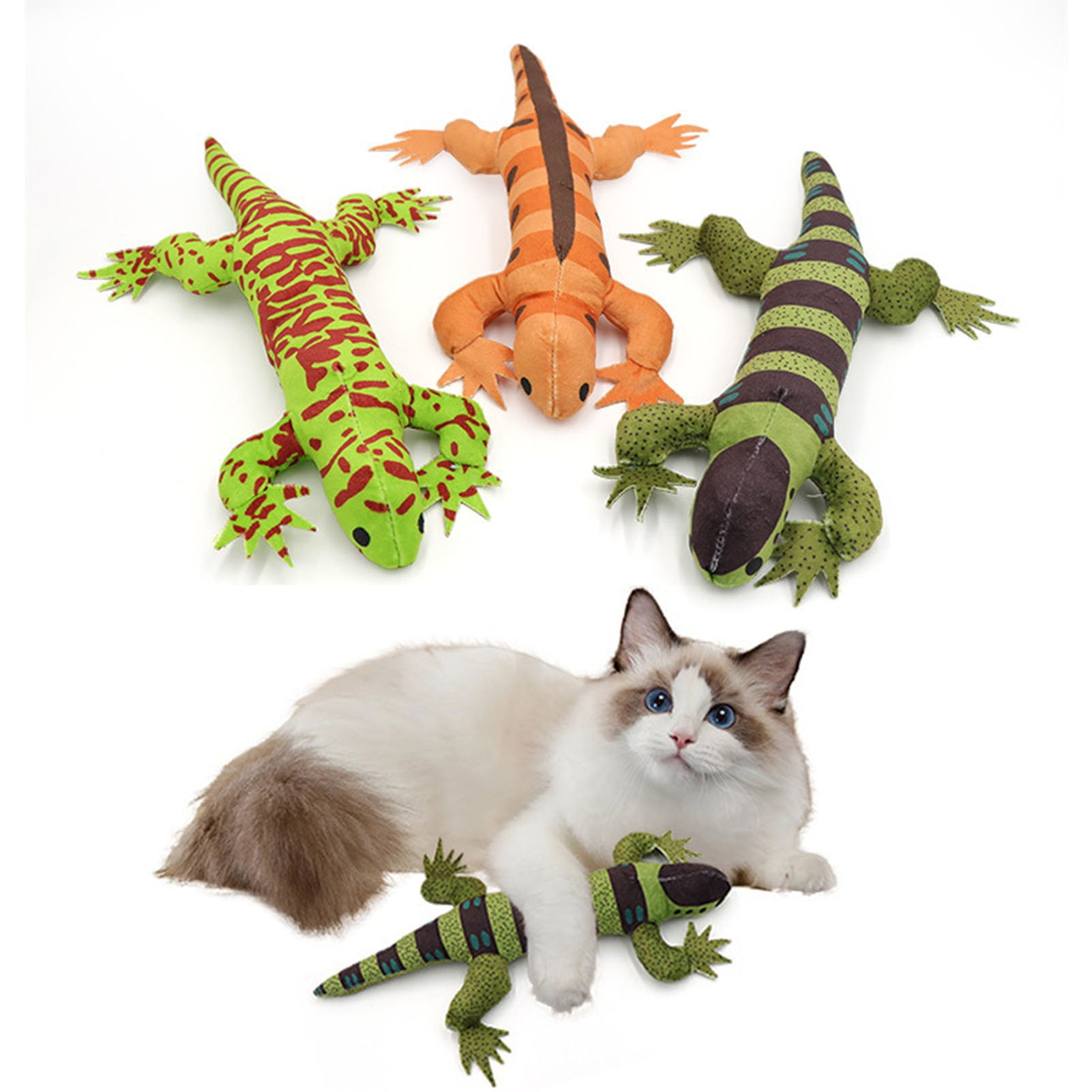 solautey Cat Plush Squeaky Chew Toy Crocodile Shape Interactive Stuffed ...