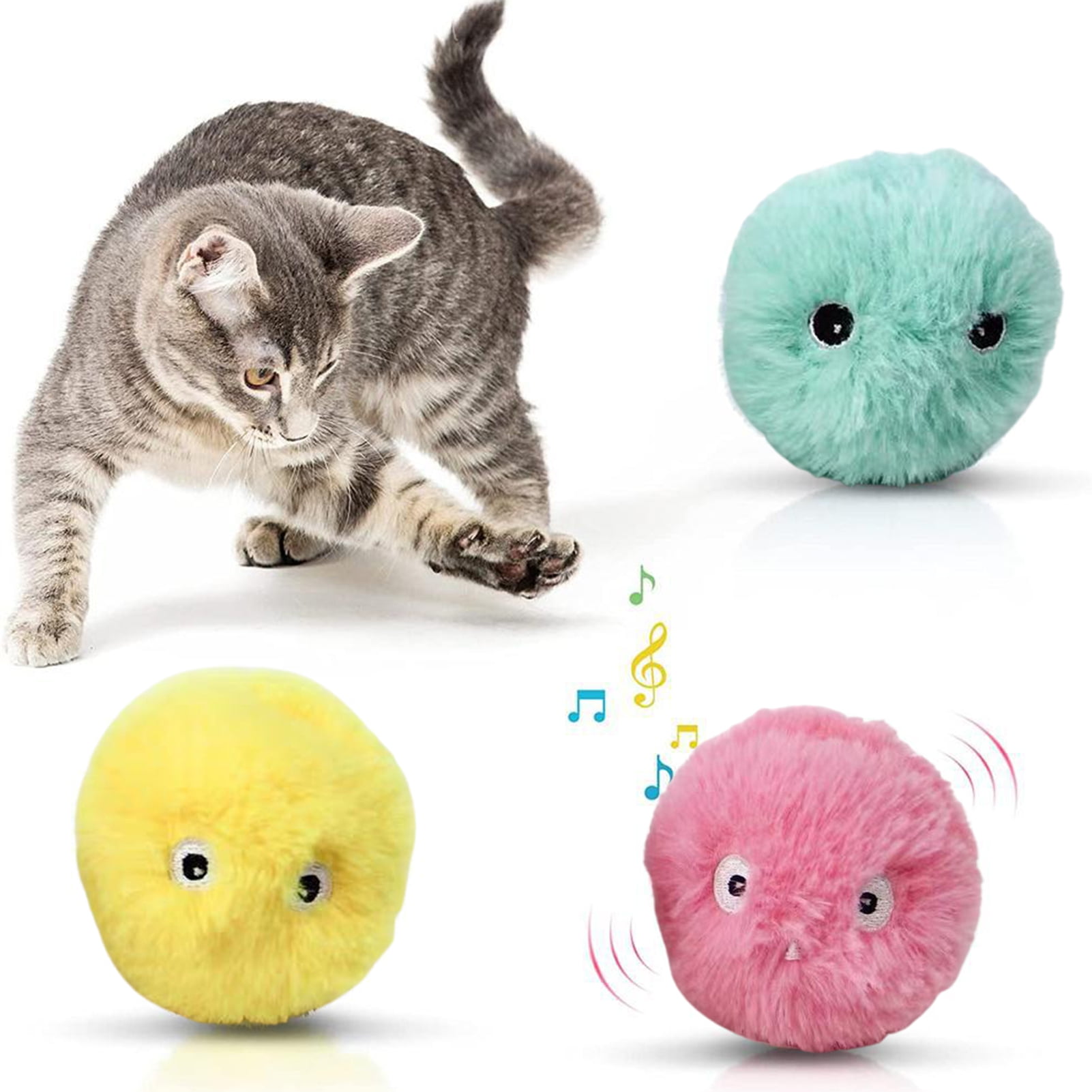 solautey Cat Toy Cartoon Shape Eye-catching Simulated Animal Sounds ...