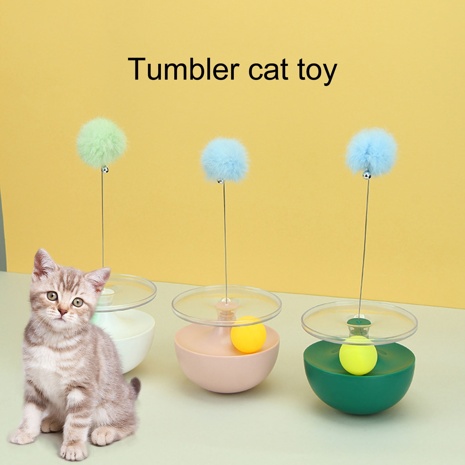 solautey Cat Tumbler Toy Interactive Cat Playing Toy with Spinning Ball ...