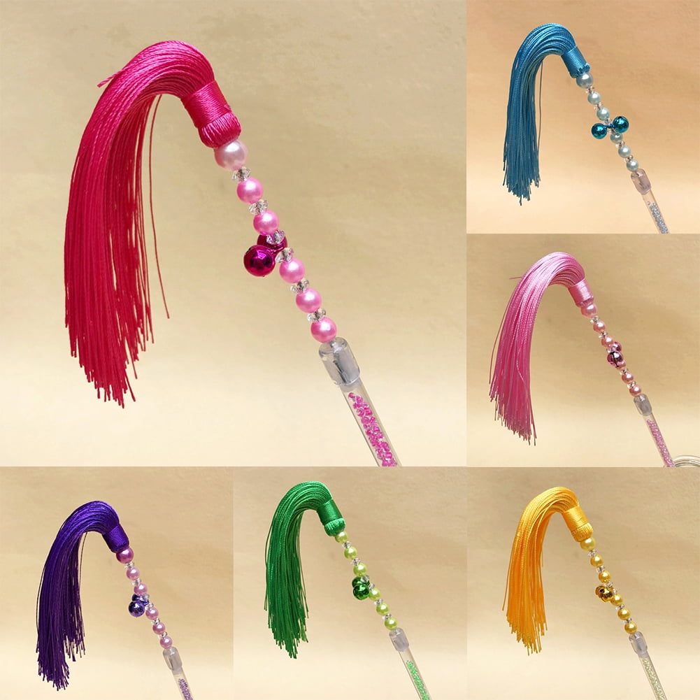 solautey Faux Pearl Crystal Beaded Tassel Pet Cat Teaser Wand with ...