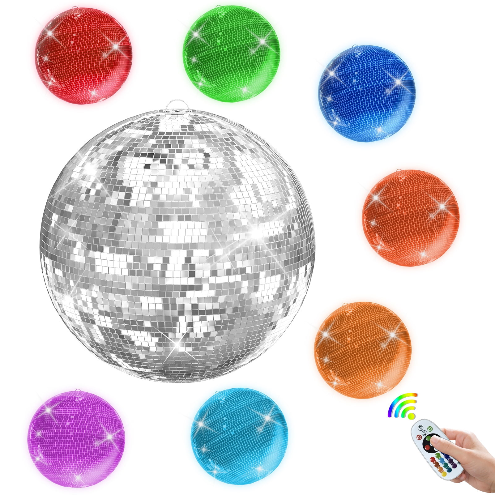 solautey Large Mirror Disco Ball, Silver Hanging Ball with Attached ...