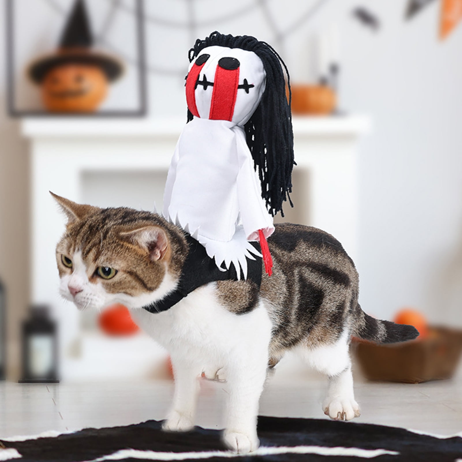 solautey Pet Halloween Costume Funny Knight Sadako Cat Costume Dog ...