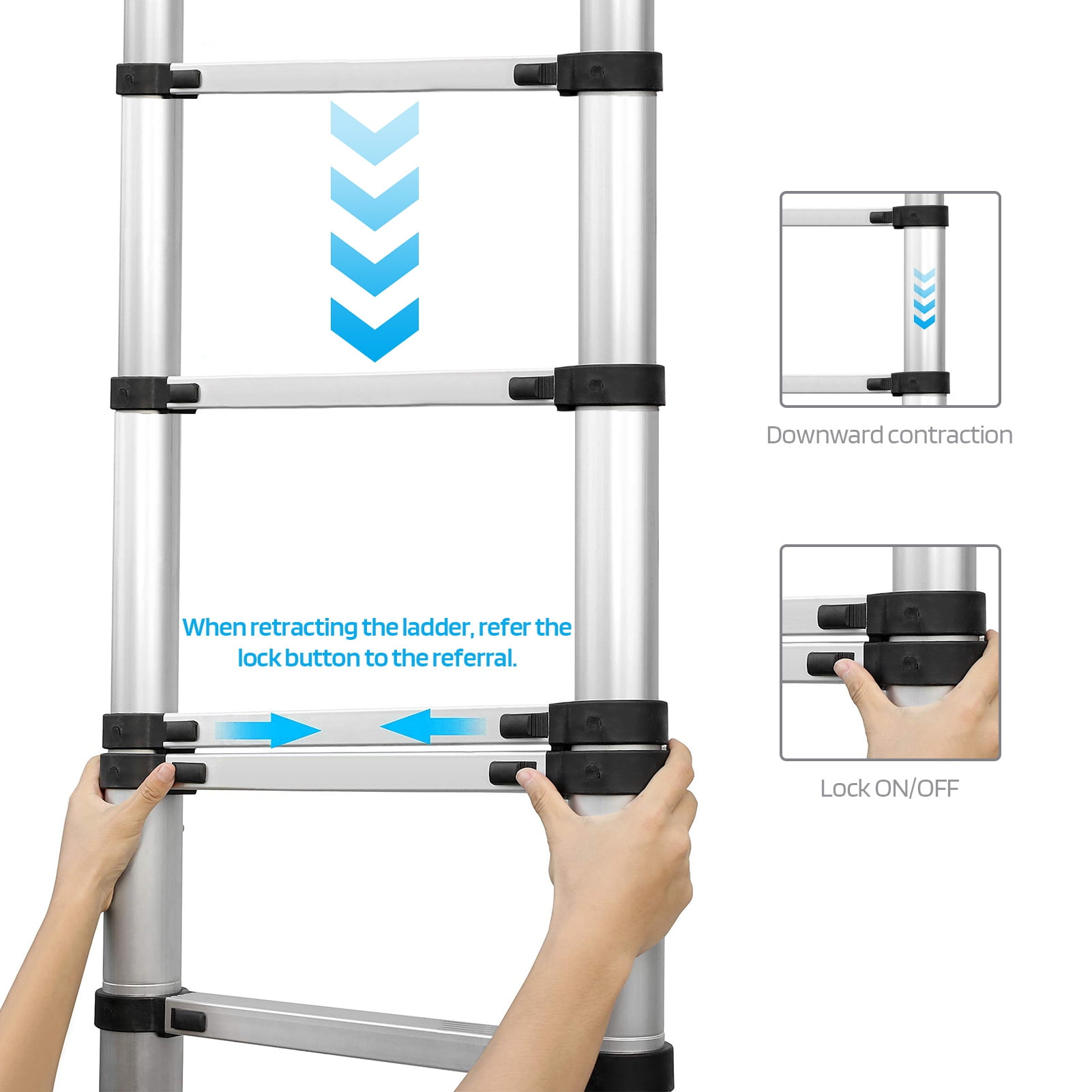 solautey Telescoping Extension Ladder, Folding Telescopic Ladder with ...