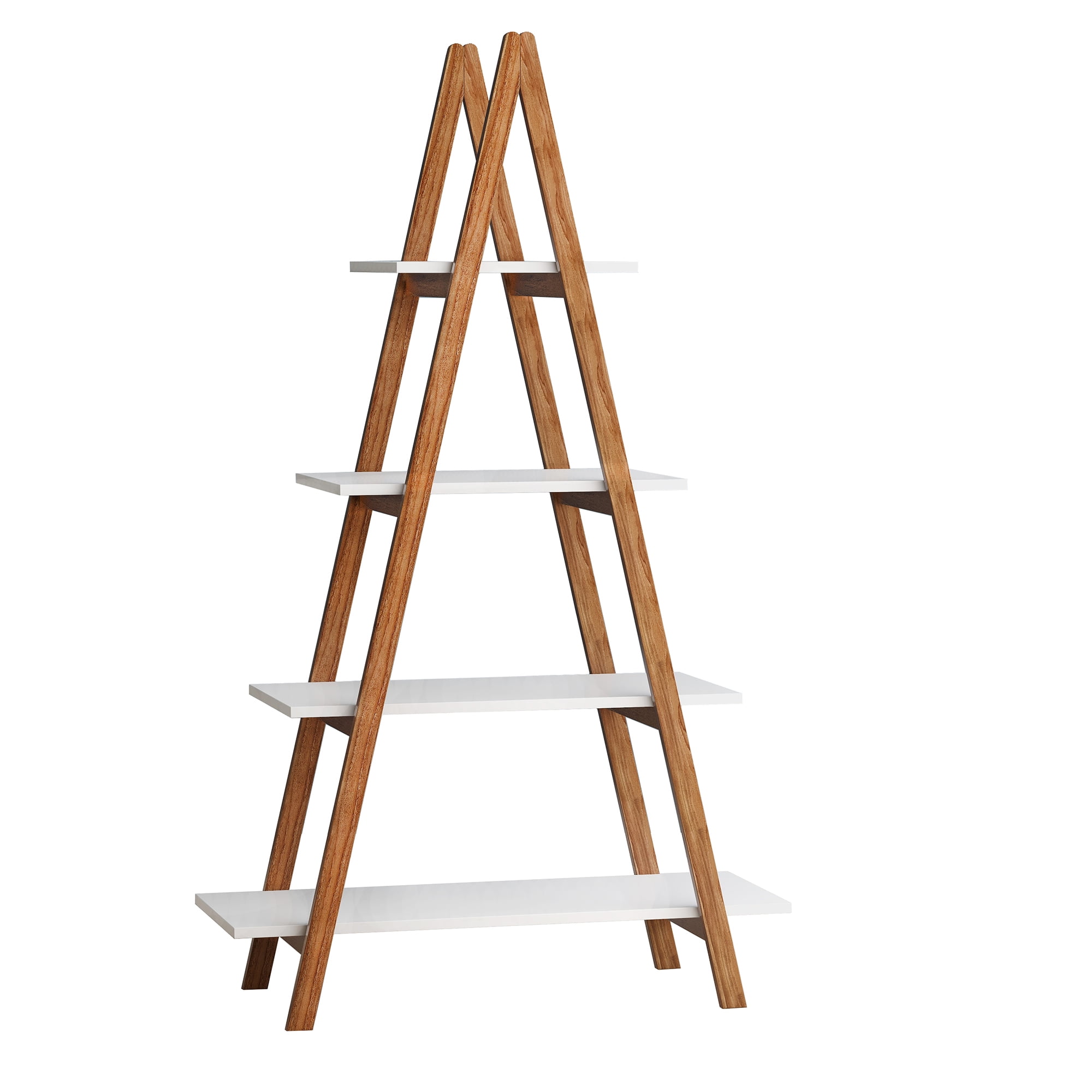 solid bamboo and wood Oxford "A"-shaped frame ladder display bookshelf ...