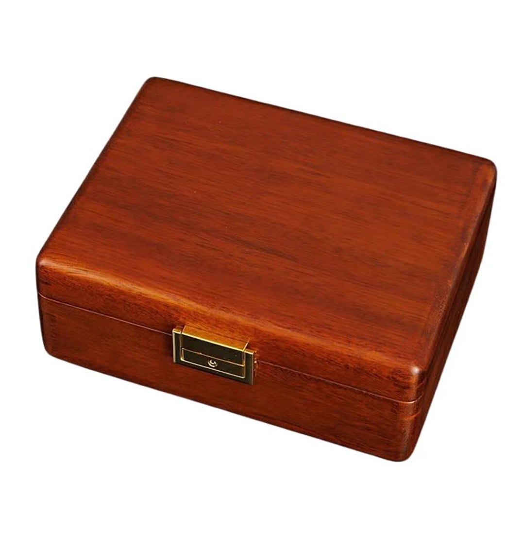 2 Layer Solid Walnut Wooden Jewelry Box with Lock and Key for Women Men ...