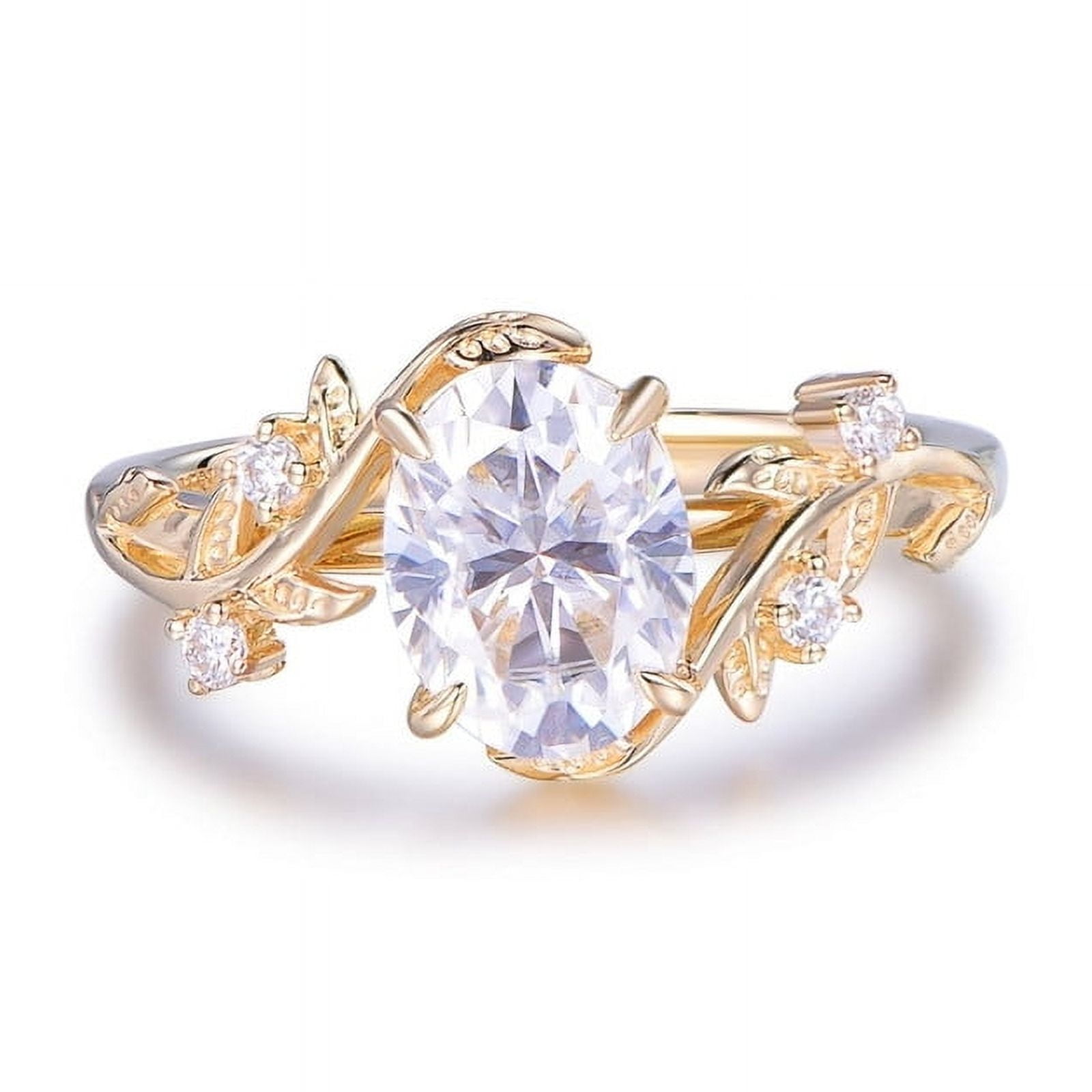 solitaire jewels 1.3CT Oval Moissanite Nature Inspired Engagement Ring ...