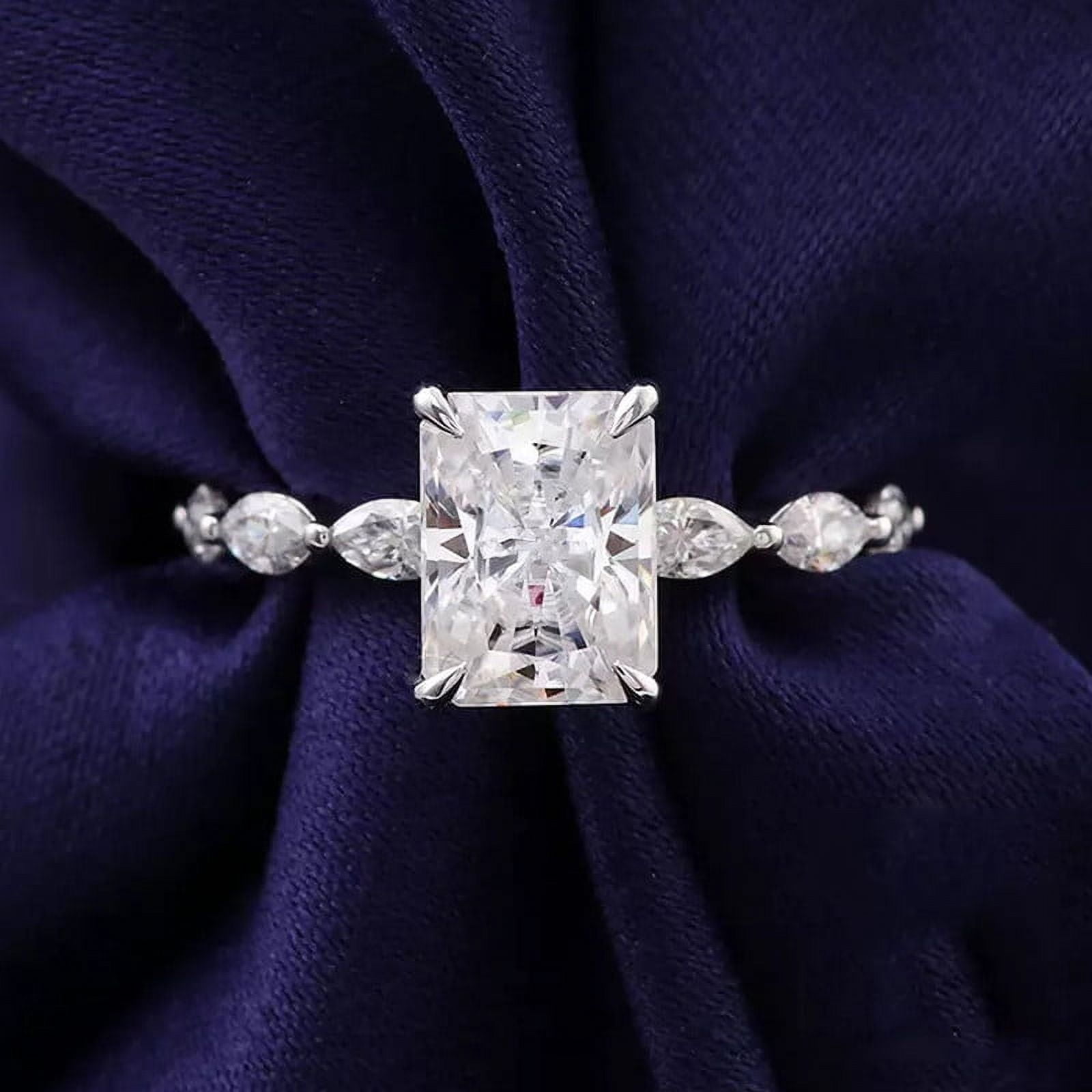 solitaire jewels 2.5CT Radiant Moissanite Solitaire Engagement Ring For ...