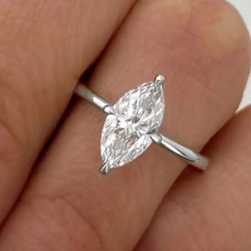 solitaire jewels 2CT Compass Setting Marquise Moissanite Solitaire ...