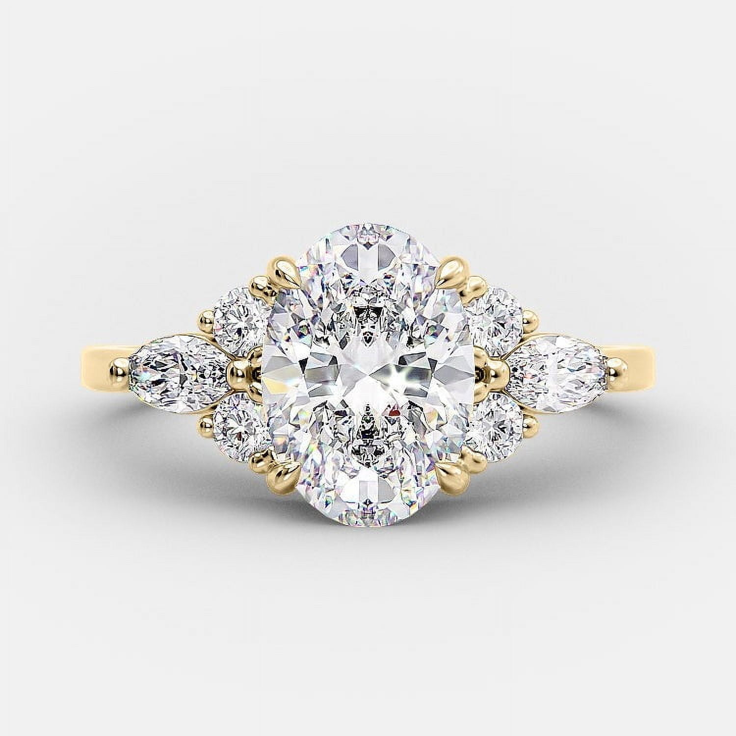 solitaire jewels 3CT Muse setting Oval Moissanite Engagement Ring For Women, 18K Yellow Gold ...