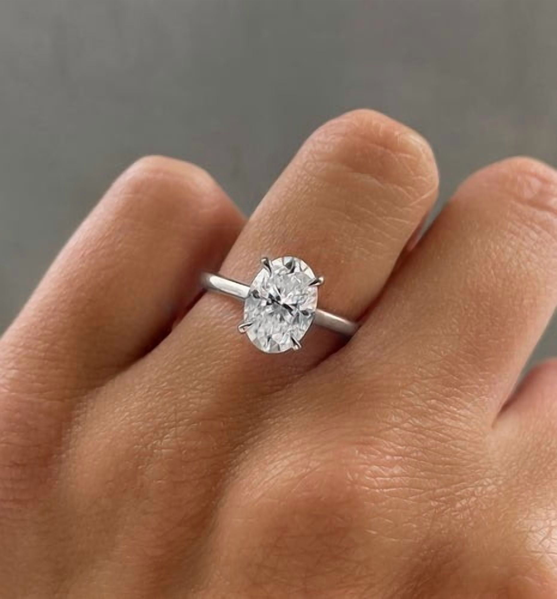 solitaire jewels 3CT Oval Moissanite Hidden Halo Engagement Ring For ...