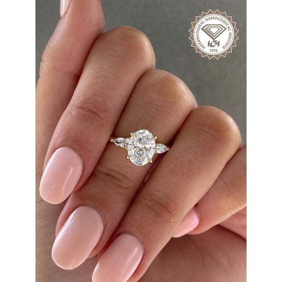 solitaire jewels IGI Certified 3CT Oval 7 Stone Lab Grown Diamond ...