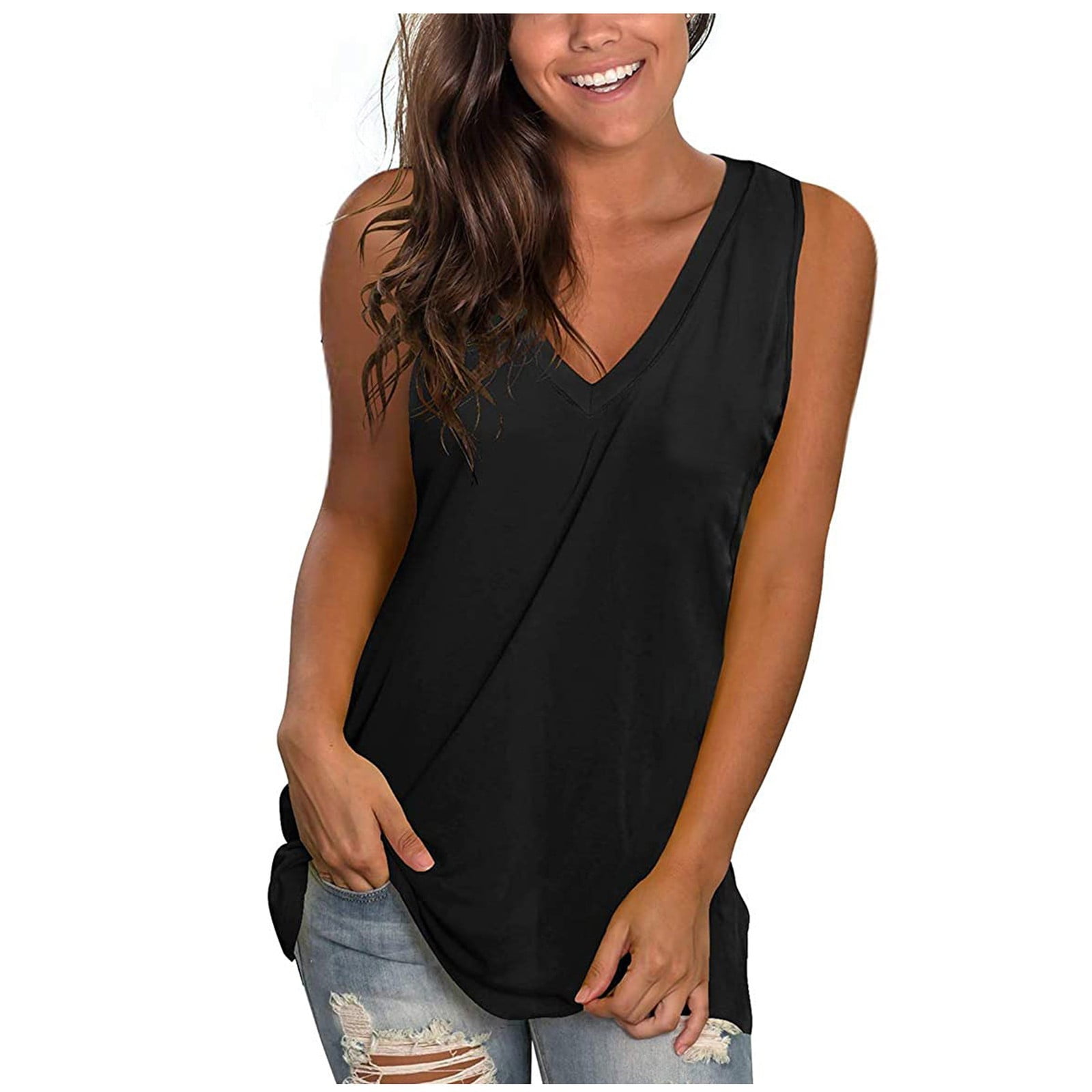 Somlo Vest Tops Women Summer Tank Tops V Neck Sleeveless Camisole Vest