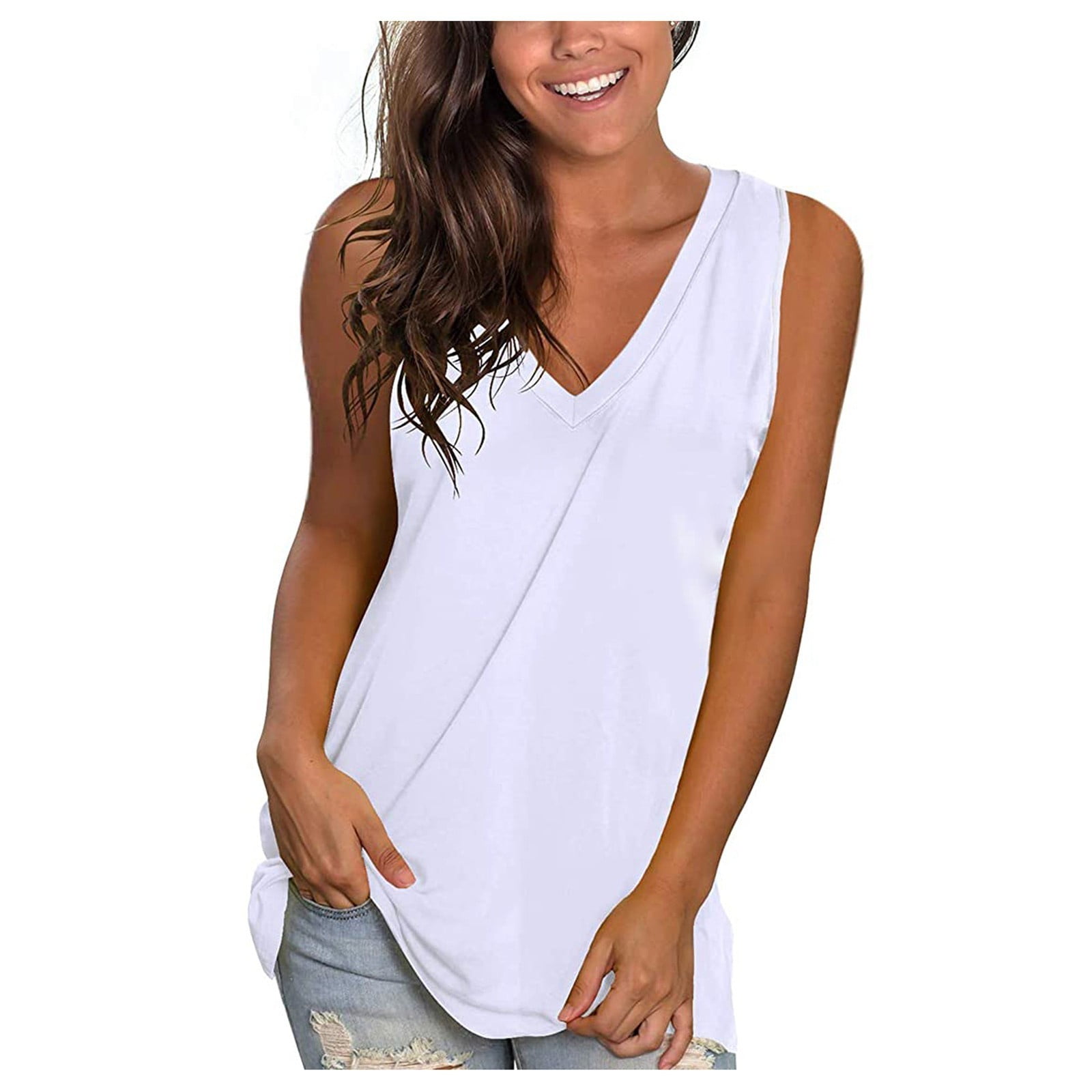 Somlo Vest Tops Women Summer Tank Tops V Neck Sleeveless Camisole Vest