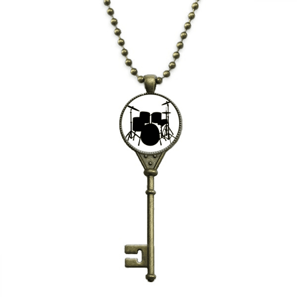 song music drum kit energy key necklace pendant tray embellished chain ...