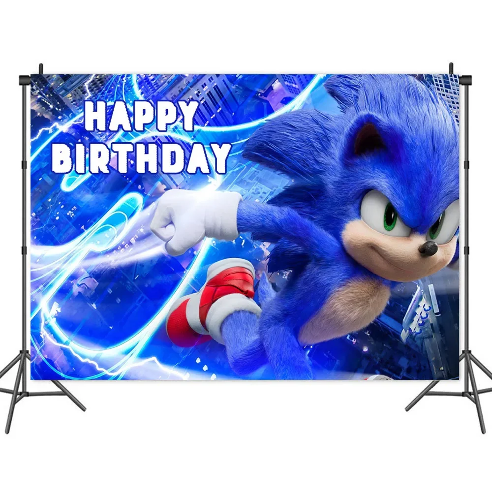 sonic Theme 100*150cm Scene Cloth Boys' Birthday Party Layout Baby ...