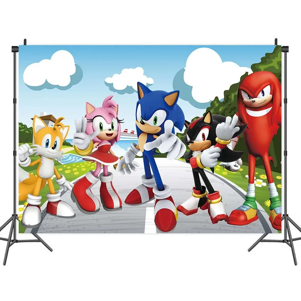 sonic Theme 100*150cm Scene Cloth Boys' Birthday Party Layout Baby ...