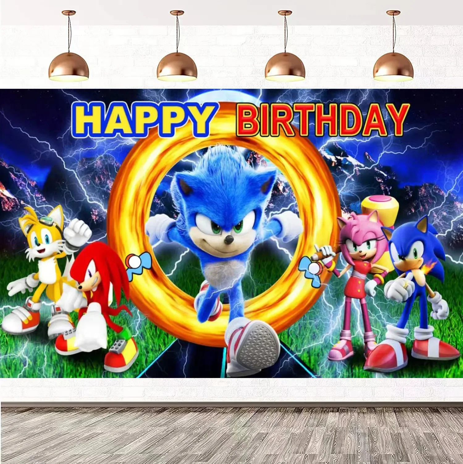 sonic Theme 100*150cm Scene Cloth Boys' Birthday Party Layout Baby ...