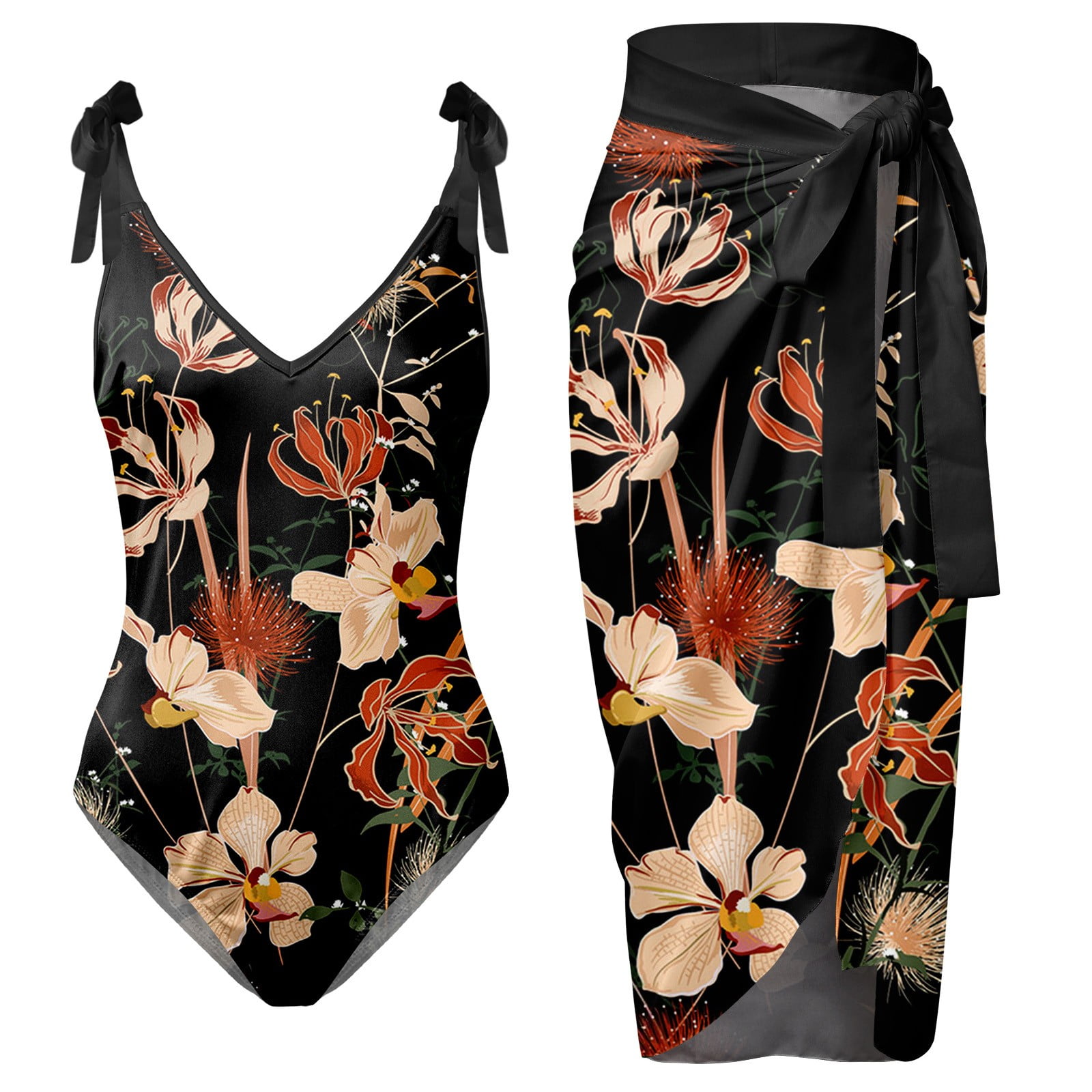 sonwsong One Piece Swimsuit Women,Women's 'sV Neck Flower Printed ...