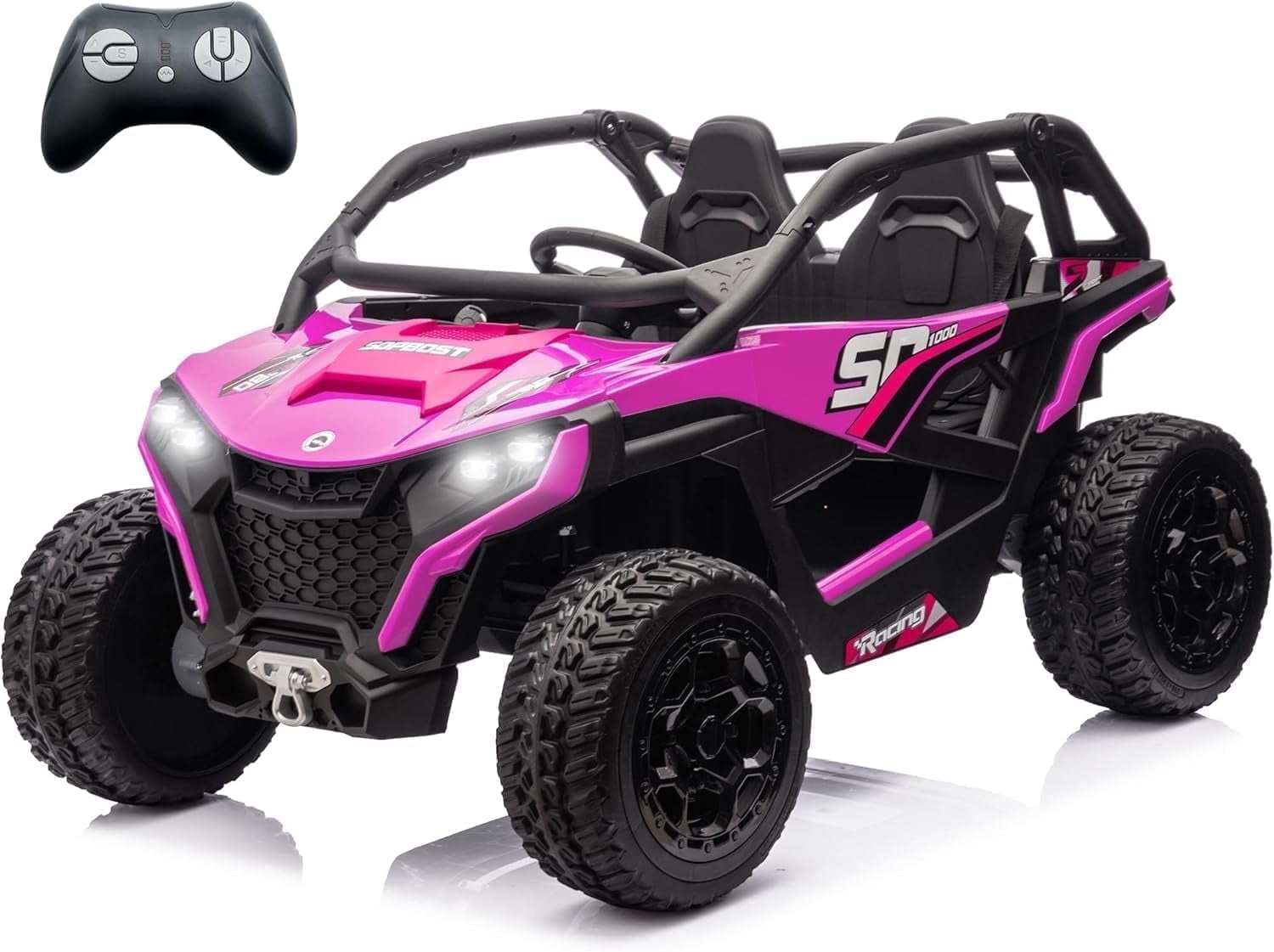 sopbost 24V 2 Seater Kids UTV XL with Remote Control, Pink & Purple ...