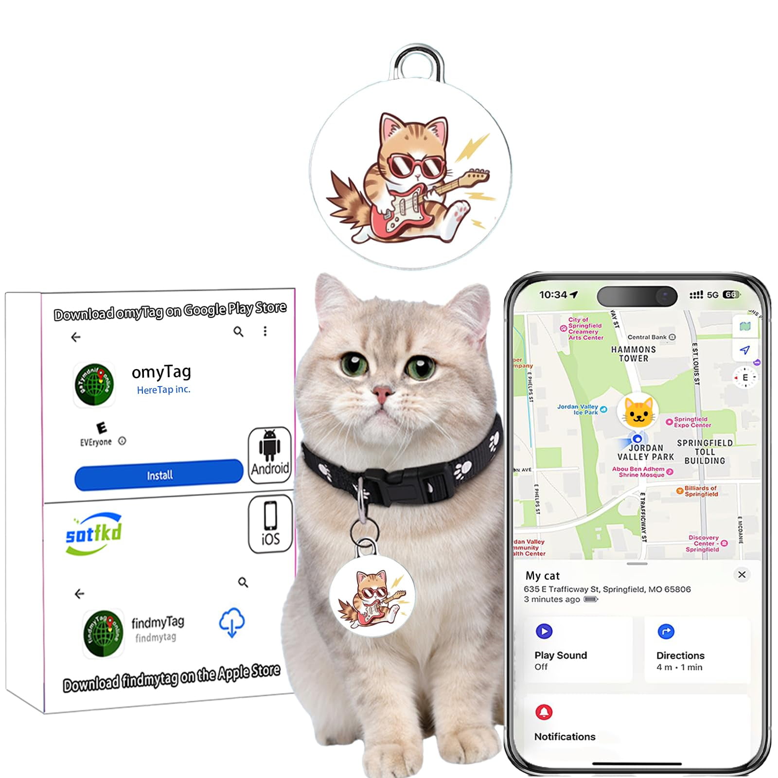 sotfkd Cat Tracker-Airtag Cat Collar-GPS Tracker for Cats-Android ...