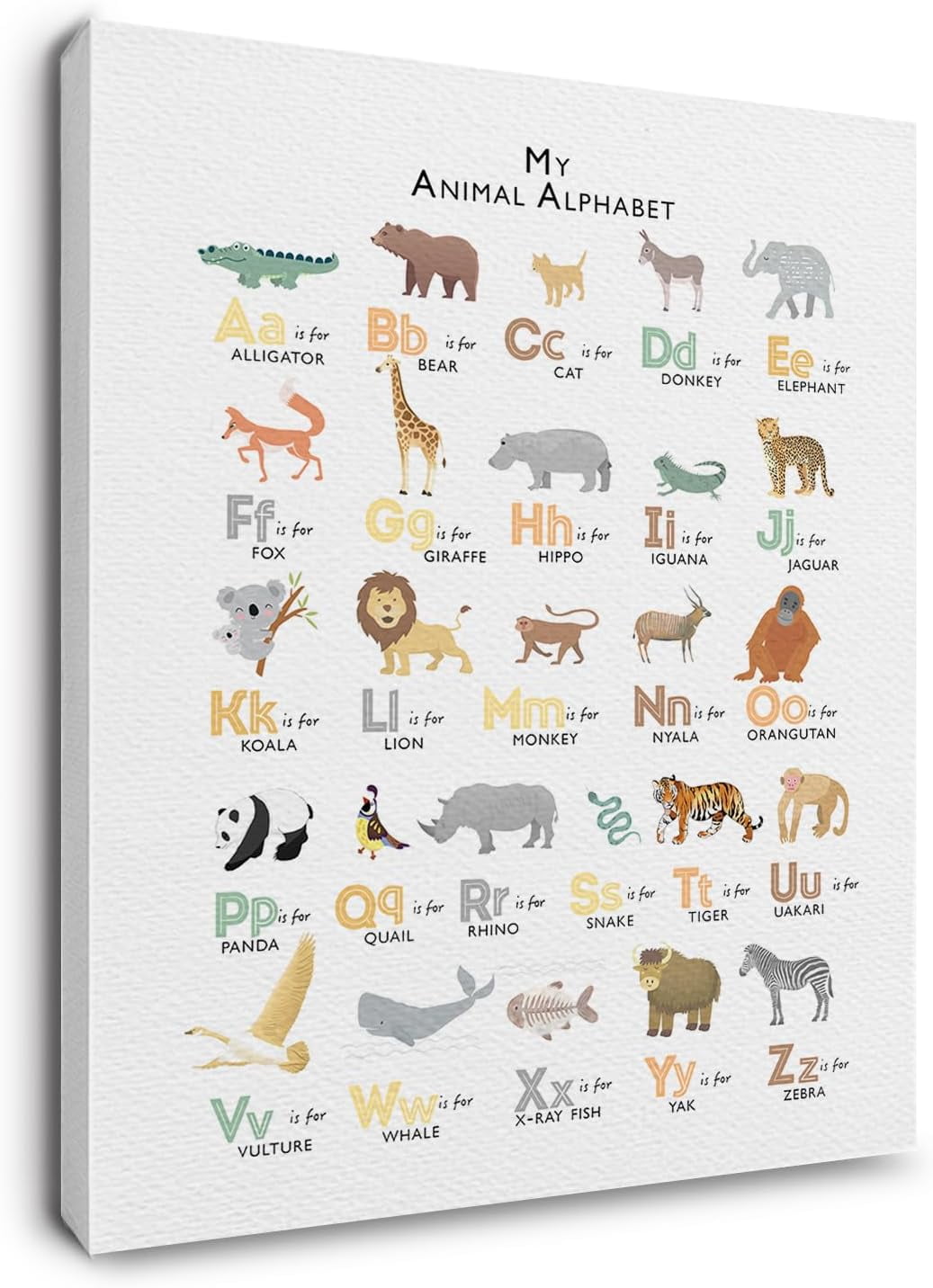 sotiu Animals Alphabet Canvas Prints Wall Art - Animals Canvas Wall Art ...