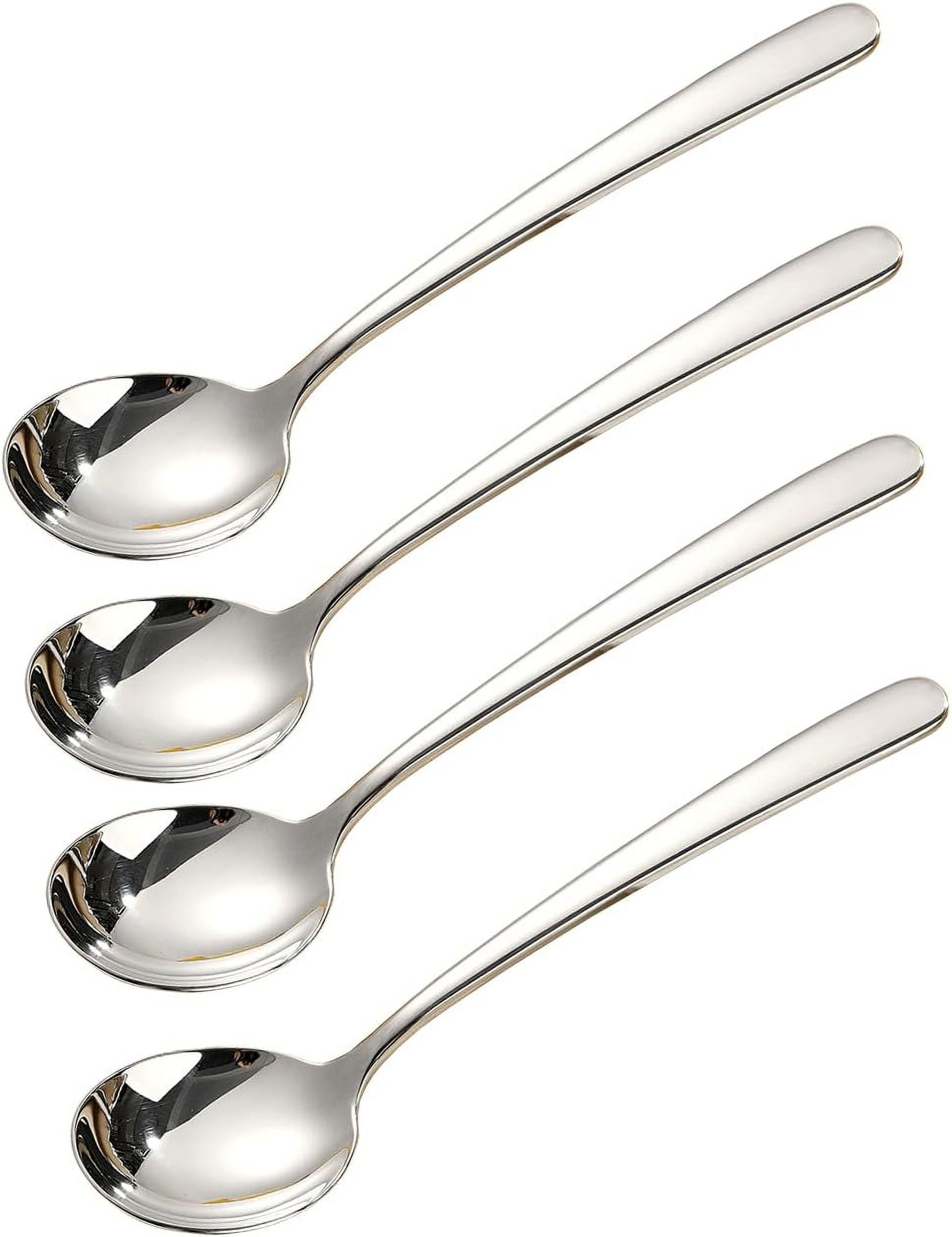 soup spoons, 4-piece large round spoons,7.8 inch sus 304 stainless ...