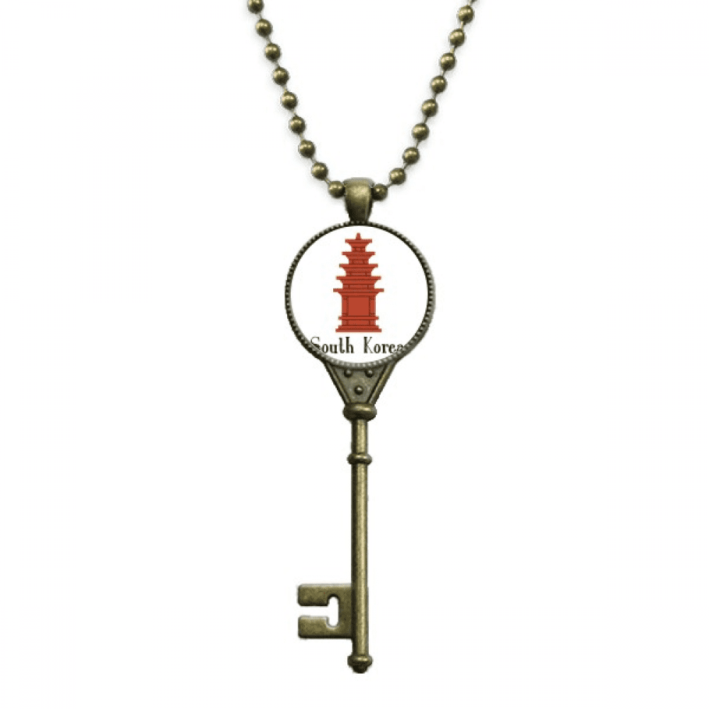 south korea the red brick tower key necklace pendant tray embellished ...