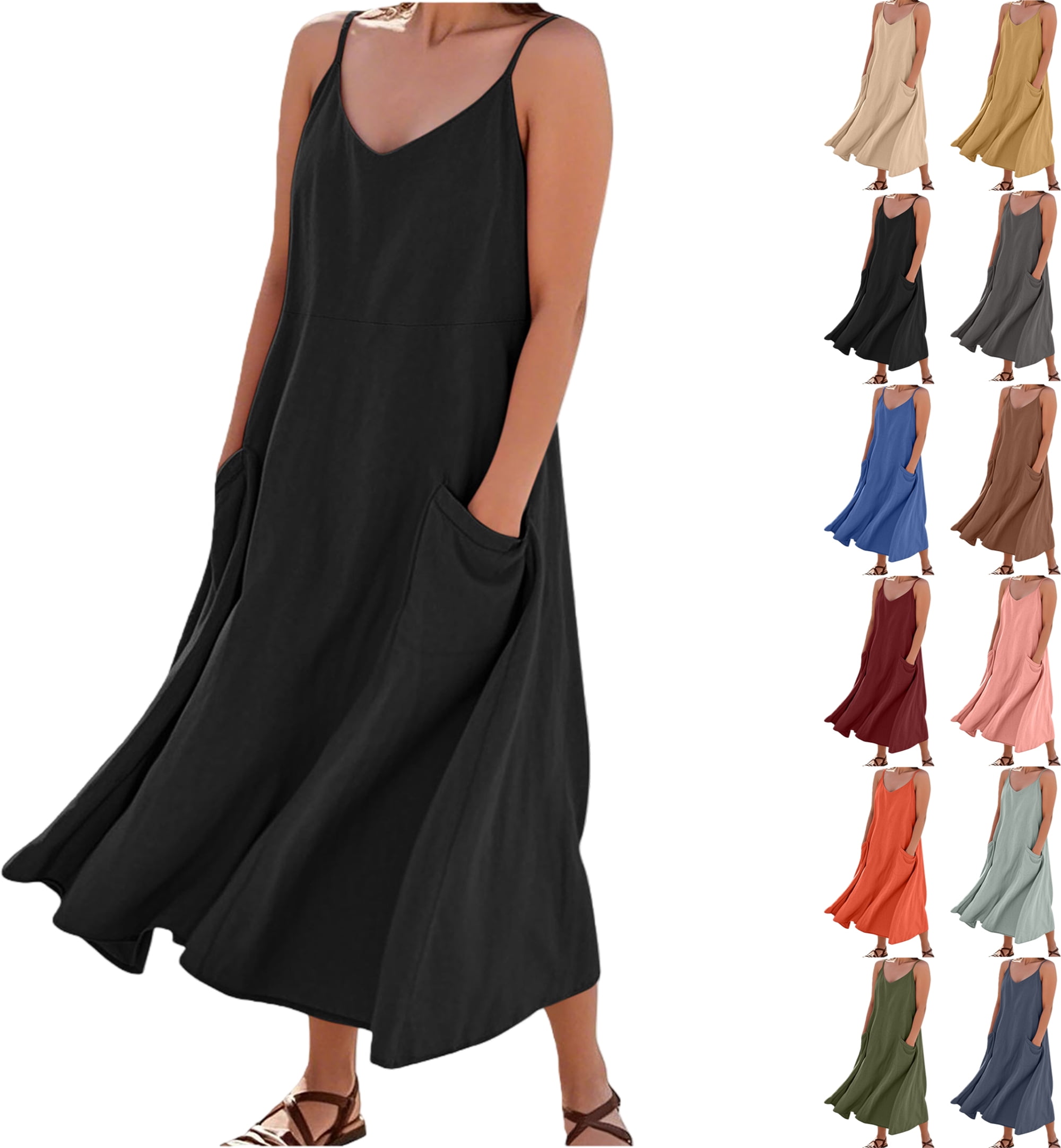 sovlvnd Summer Sale Womens Tank Dresses Casual Summer Floral Printed ...