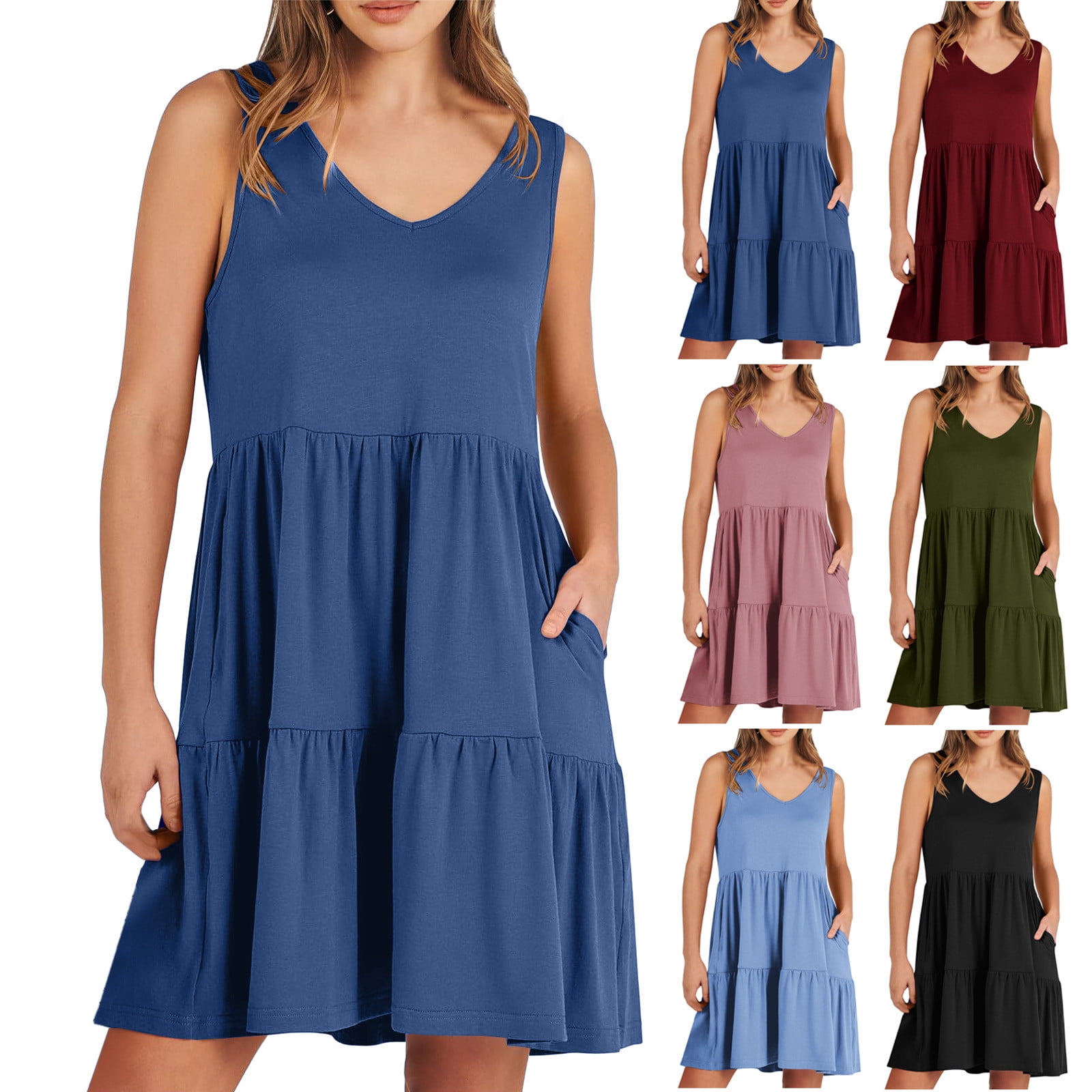 sovlvnd Discount Fashion Summer Dresses for Women 2024 Casual Round ...