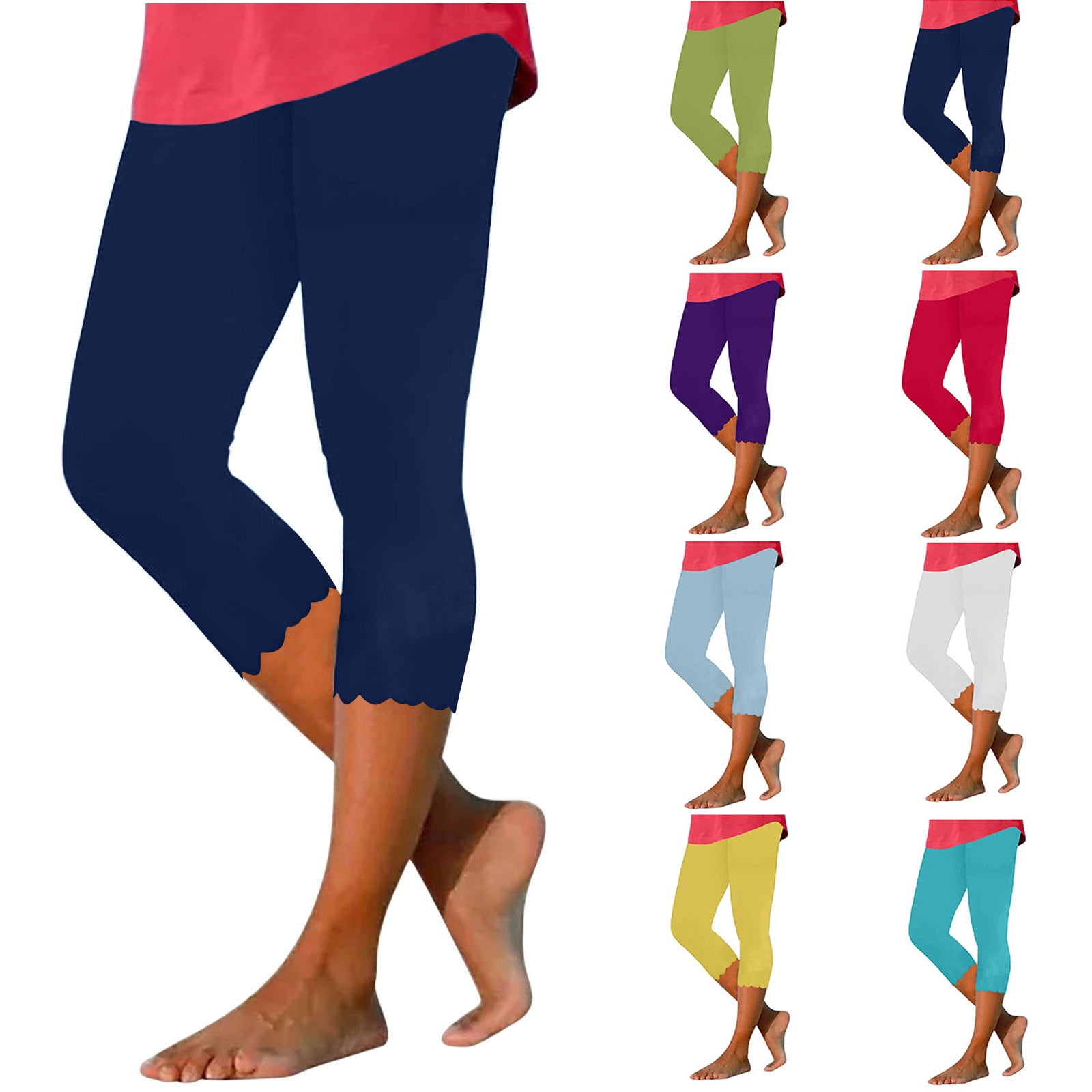 sovlvnd Savings 2024 Women's Summer High Waisted Solid Color Capris ...