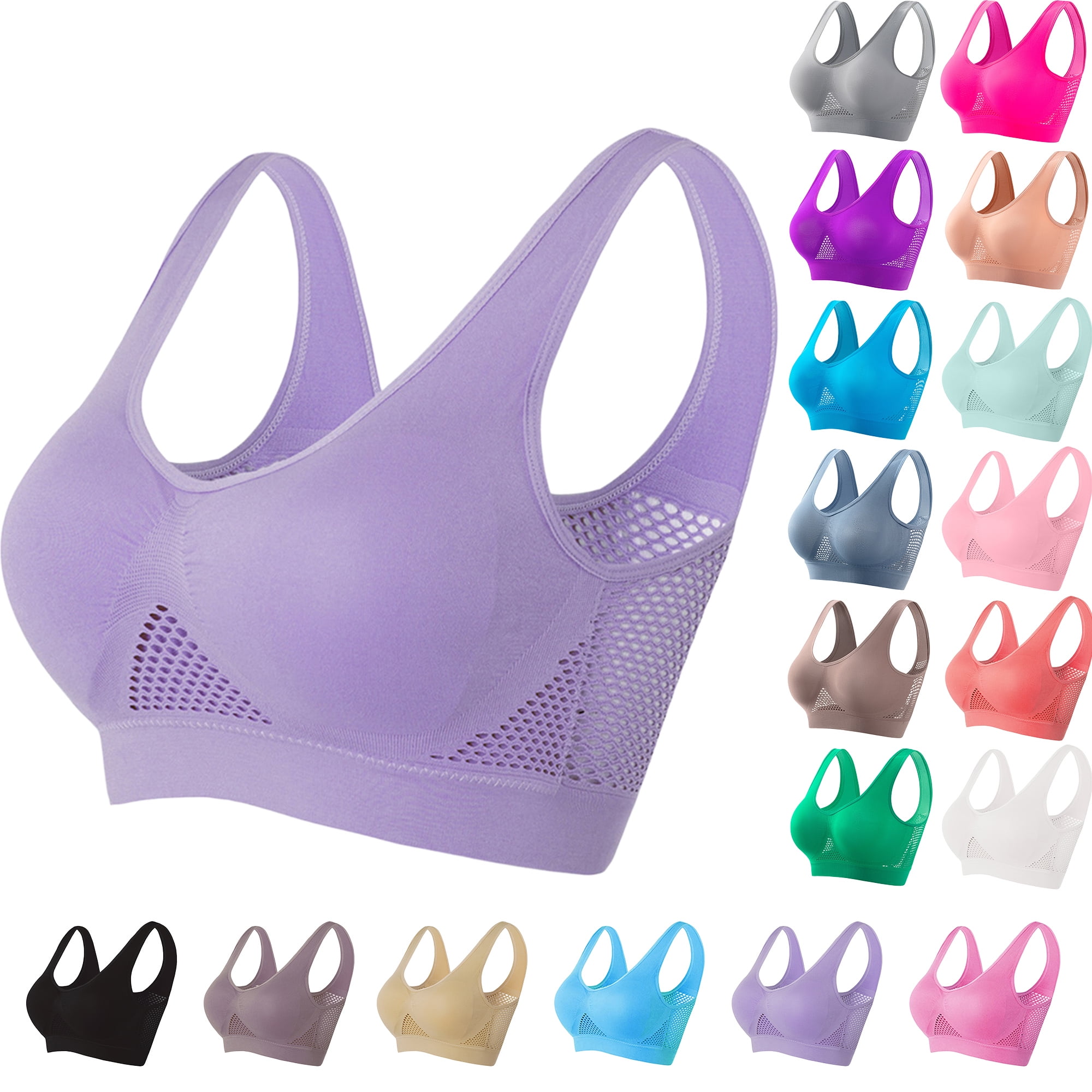 Womens Seamless Wireless Bras Sports Bra Wirefree Yoga Bra With ...